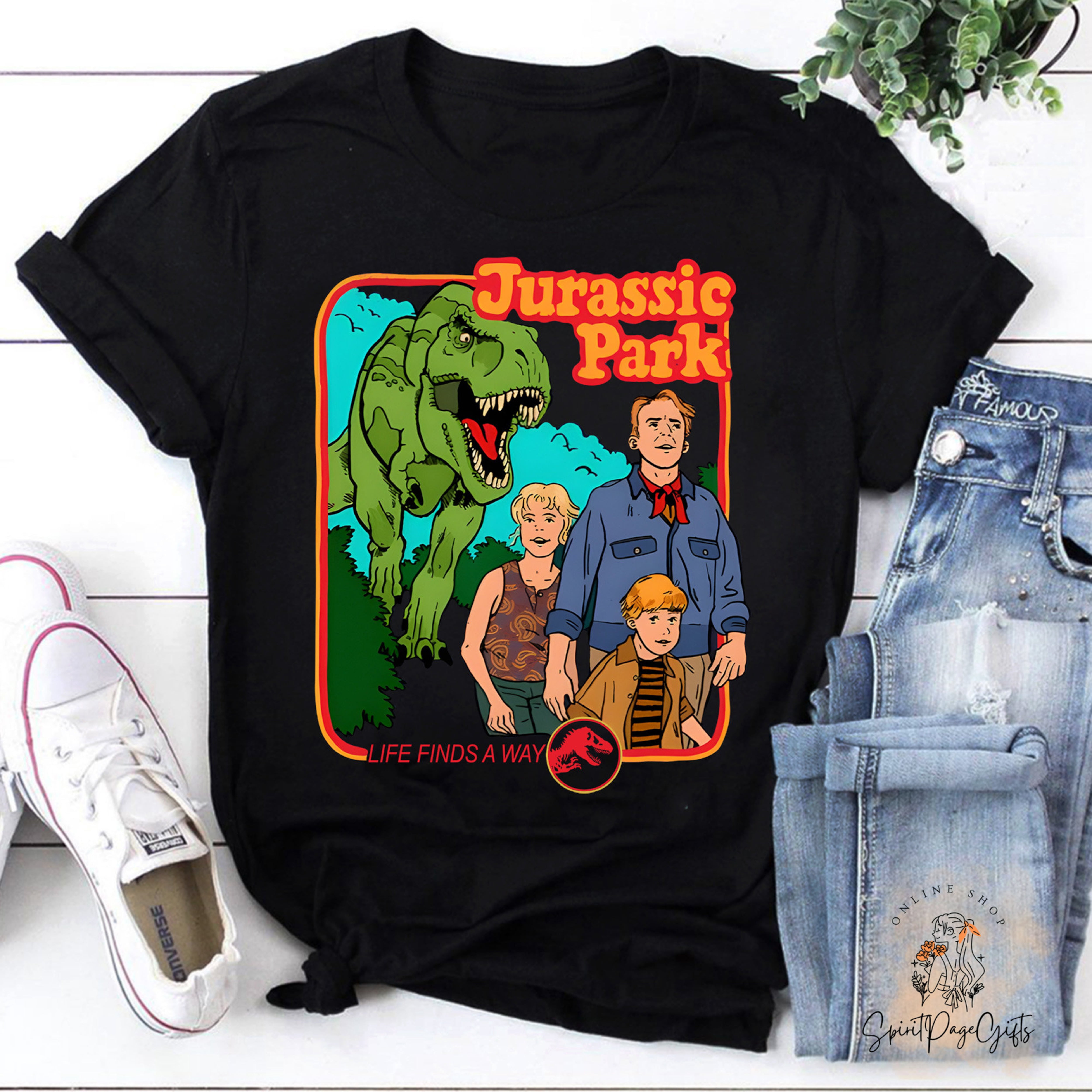Life Finds A Way Sketch Jurassic Park Fanart T-Shirt, Dinosaur Shirt ...