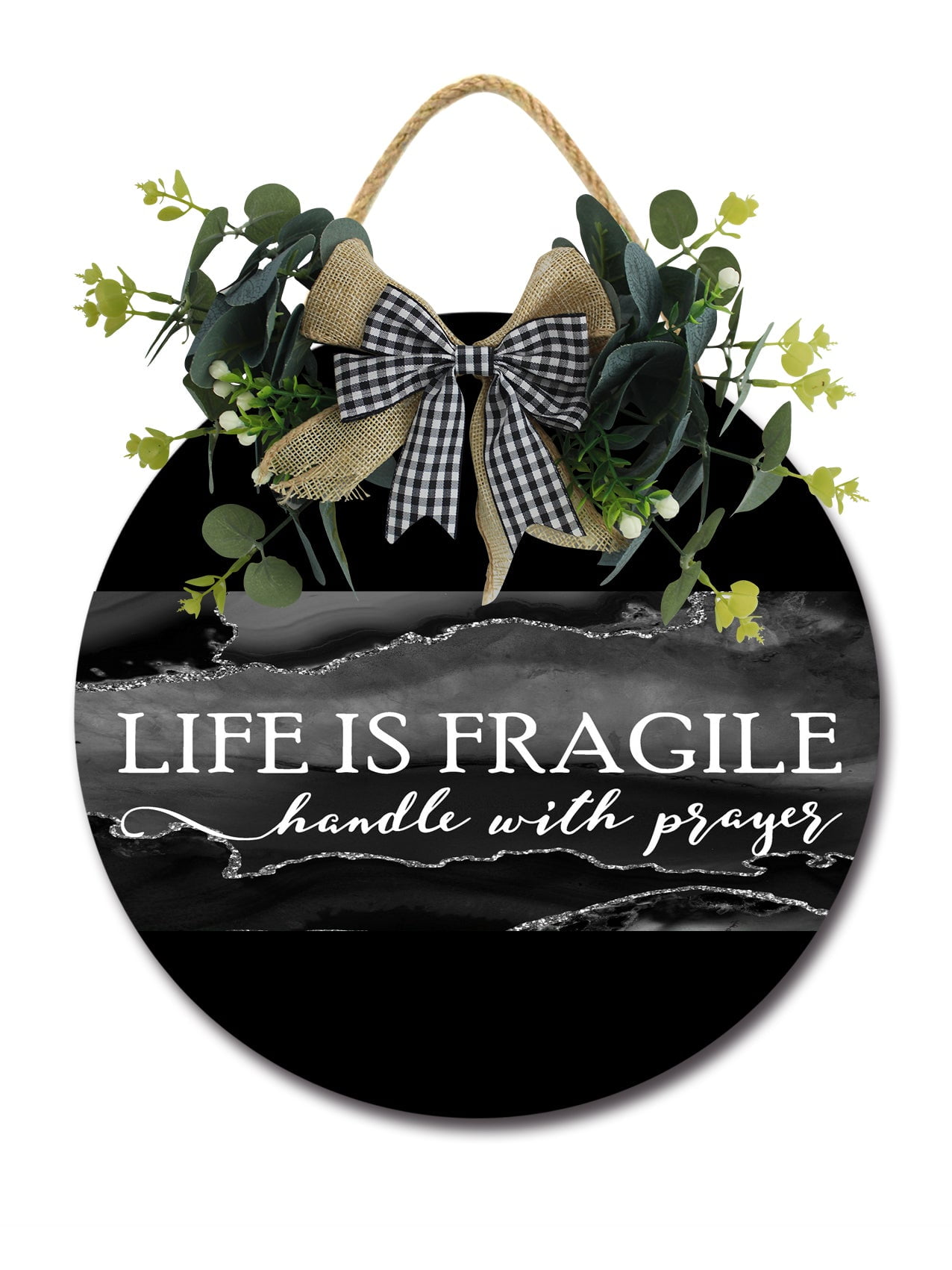 Life Is Fragile Handle With Prayer Sign Front Door Porch Decorations ...