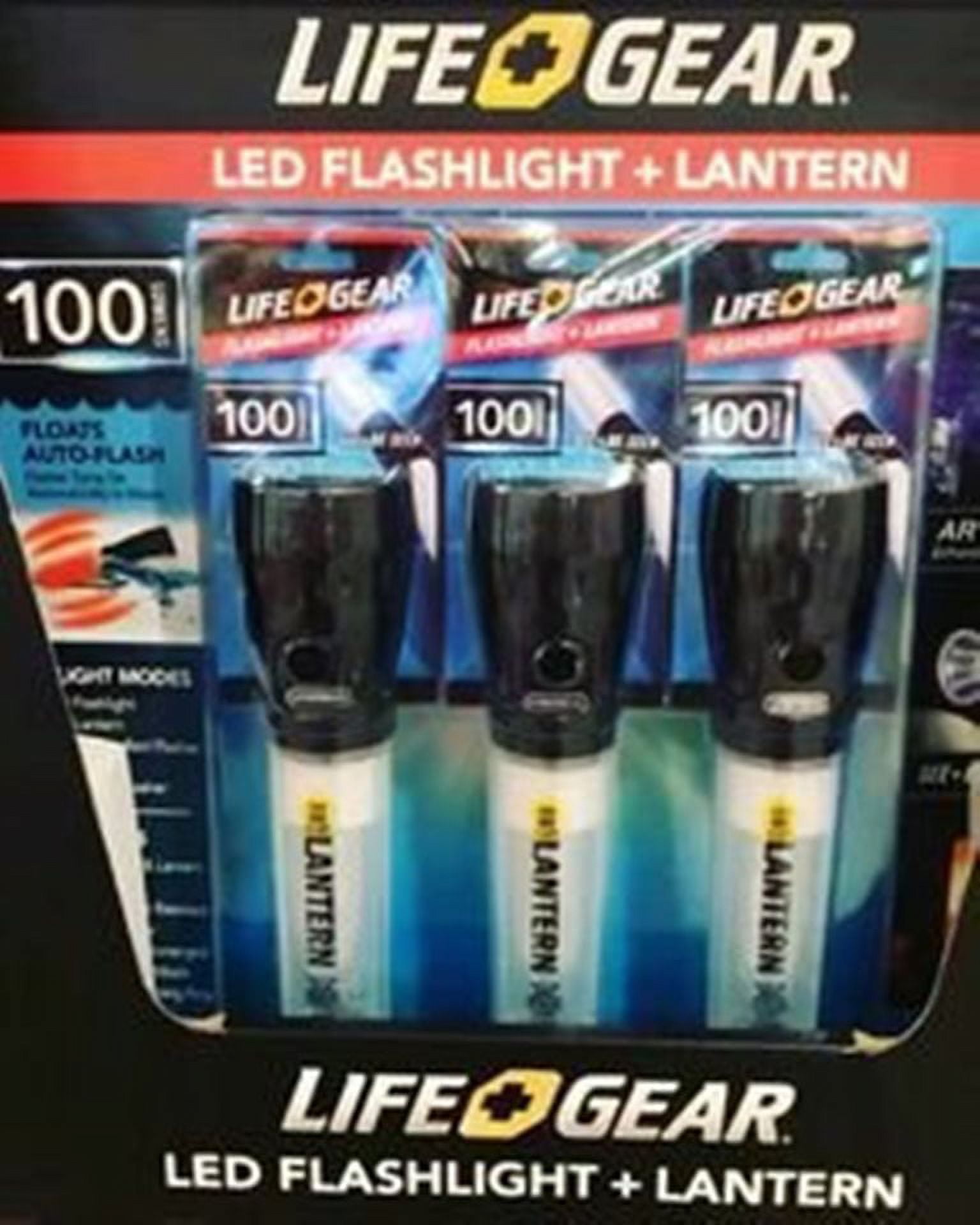 Life Gear LED Flashlight + Lantern 3 Pack 100 Lumens, Water & Impact ...