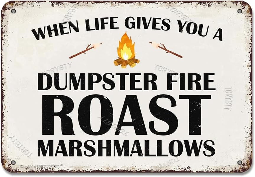 When Life Gives You A Dumpster Fire Roast Marshmallows Iron Retro Look ...