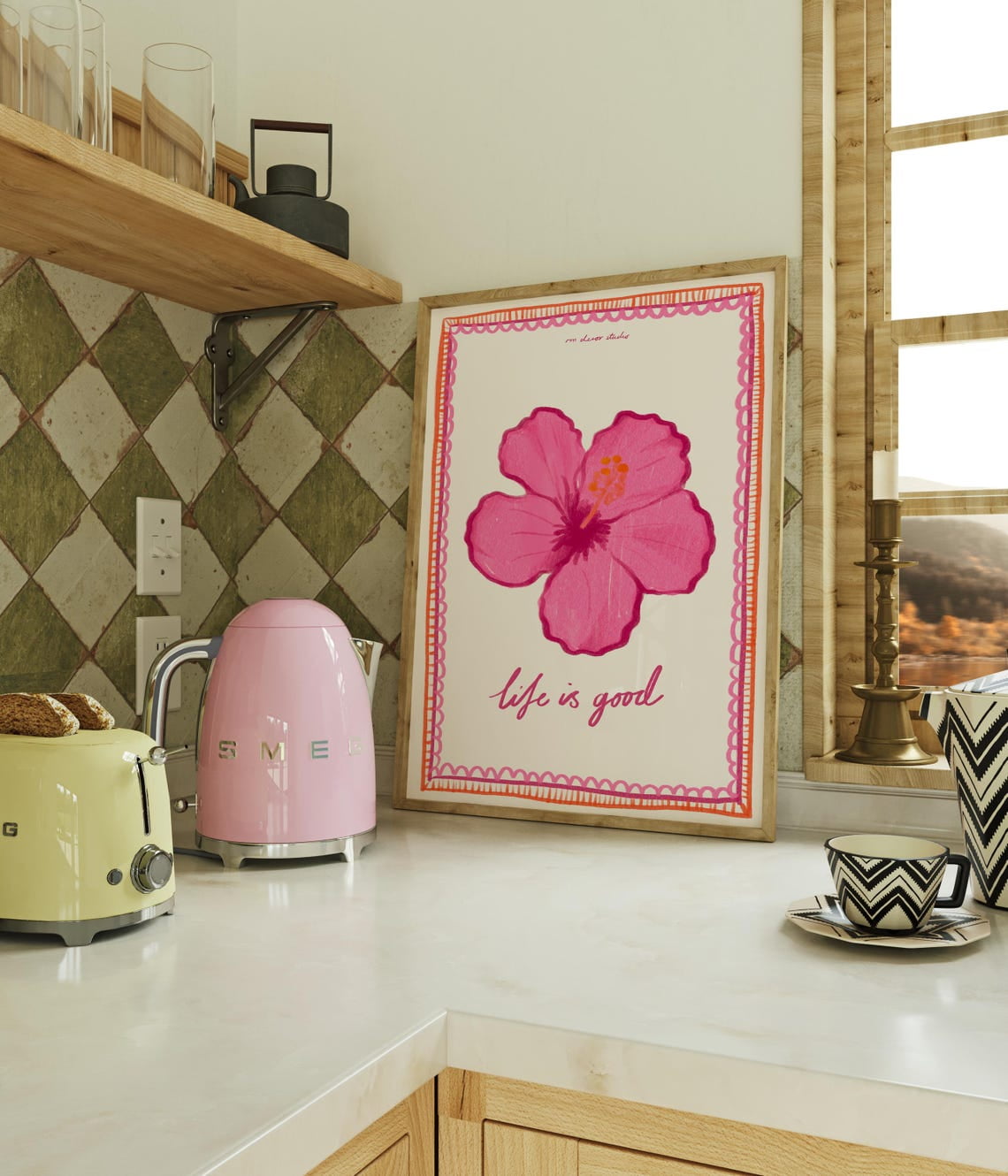 Life Is Good Art Print Poster, Vintage Flower Print, Trendy Retro Print ...