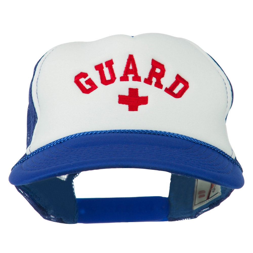 Life Guard Cross Embroidered Foam Mesh Back Cap - Royal White OSFM ...