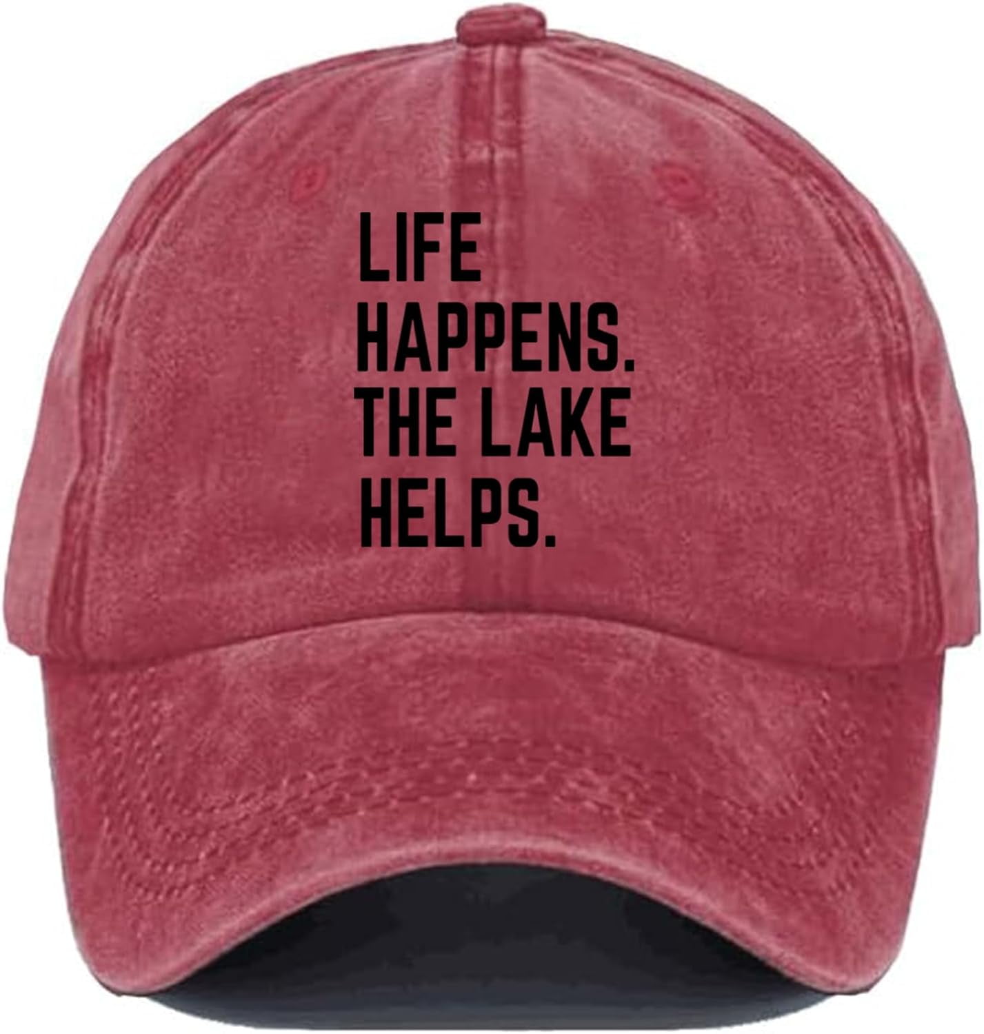 Life Happens The Lake Helps Hat Life Happens Funny Baseball Cap ...