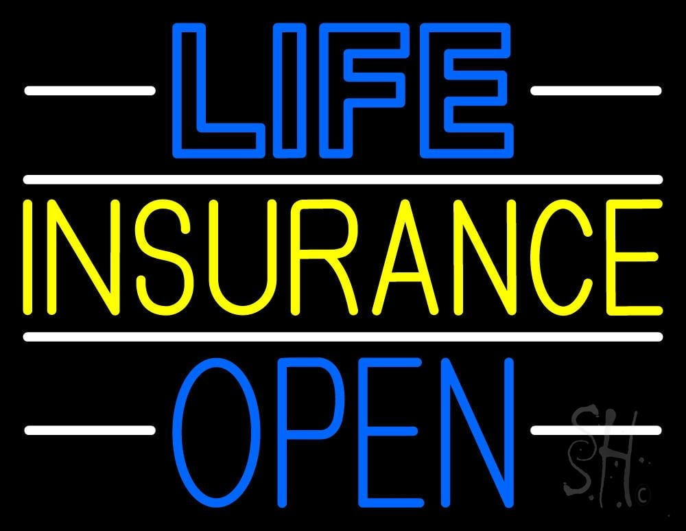 Life Insurance Open Block LED Neon Sign 15 x 19 - inches, Black Square ...