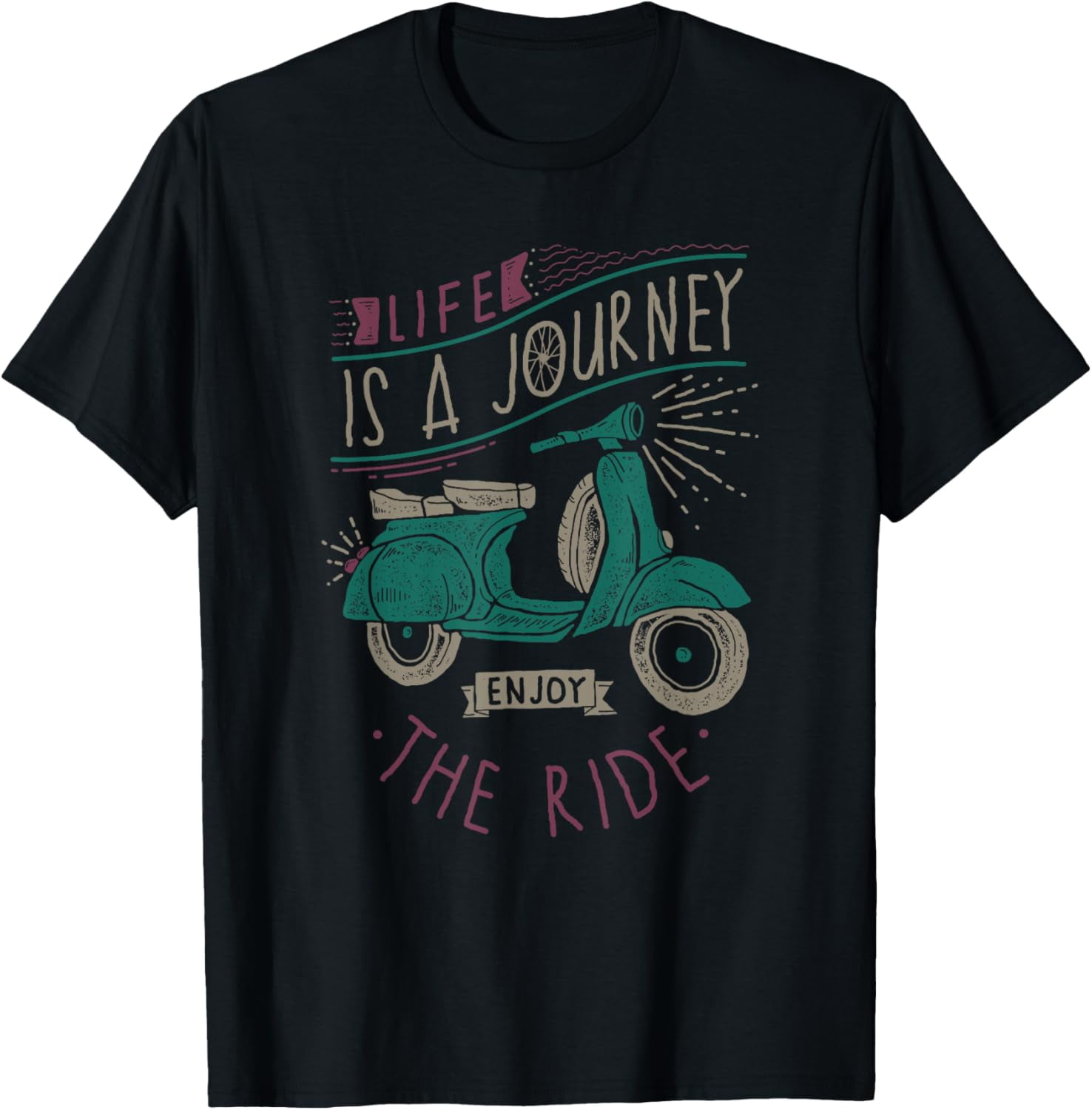 Life Is A Journey Enjoy The Ride Moped Vintage Retro Scooter T-Shirt ...