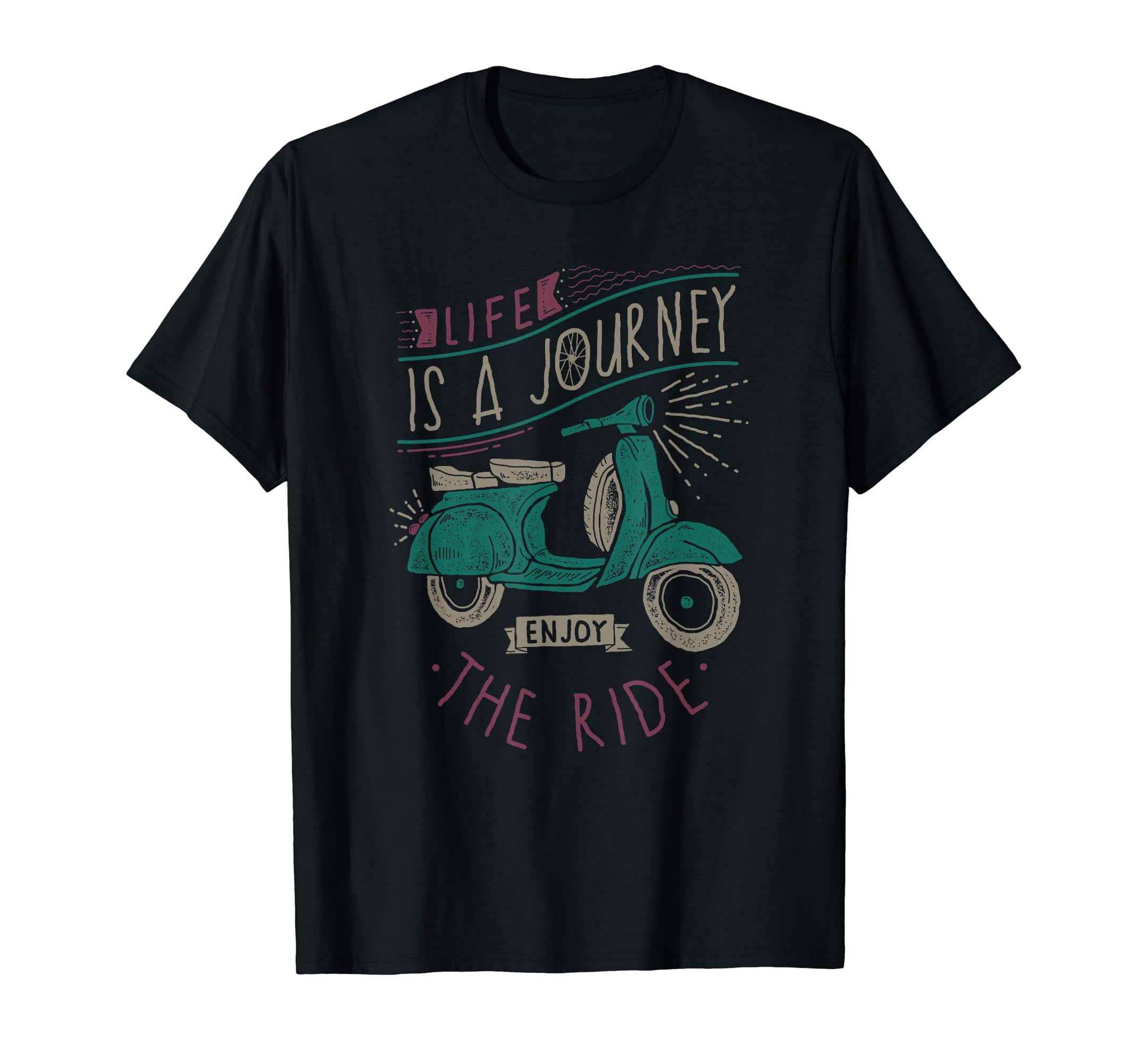 Life Is A Journey Enjoy The Ride Moped Vintage Retro Scooter T-Shirt ...