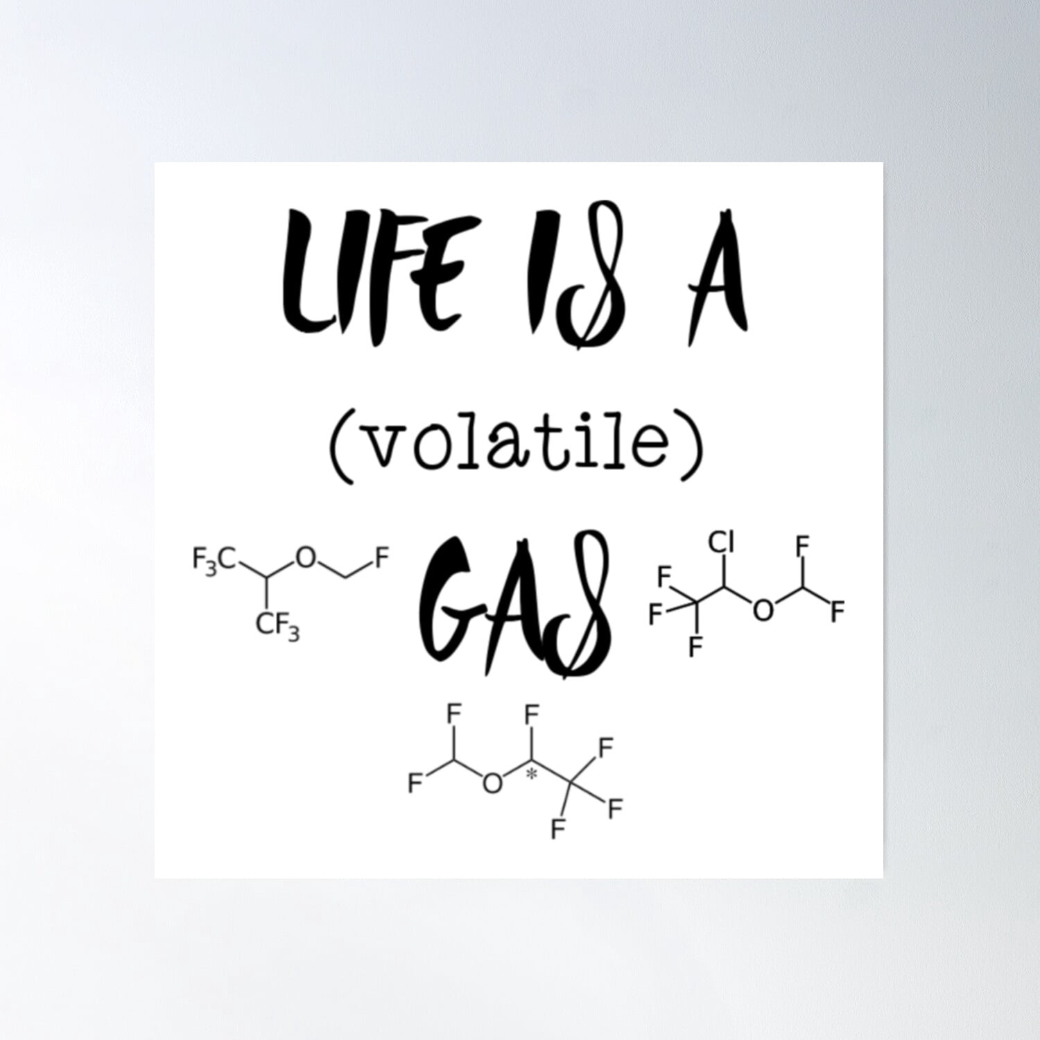 Life Is A Volatile Gas Poster Wall Art, Modern Wall Decor, 12x18 ...