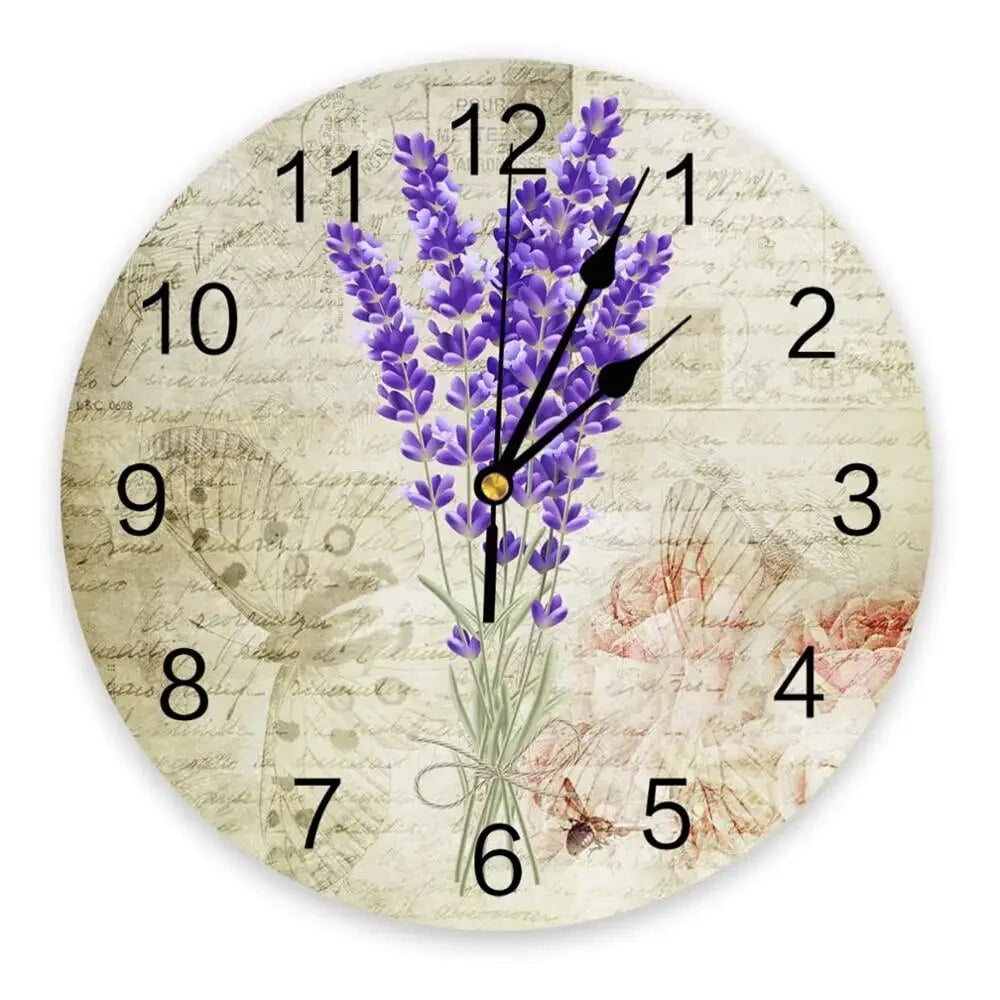 Life Is Beautiful Lavender Silent Decorative Wall Clock Digital Clock ...