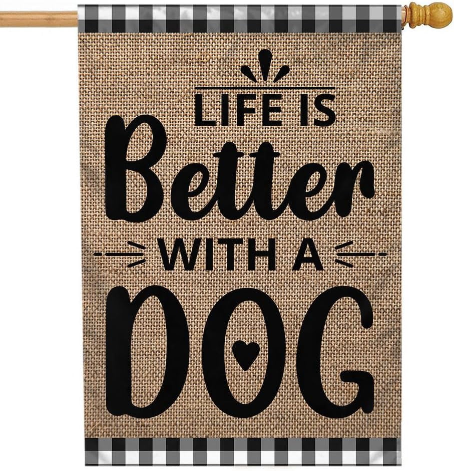 Life Is Better With A Dog House Flag 28x40 Inch Cute Animal Black ...