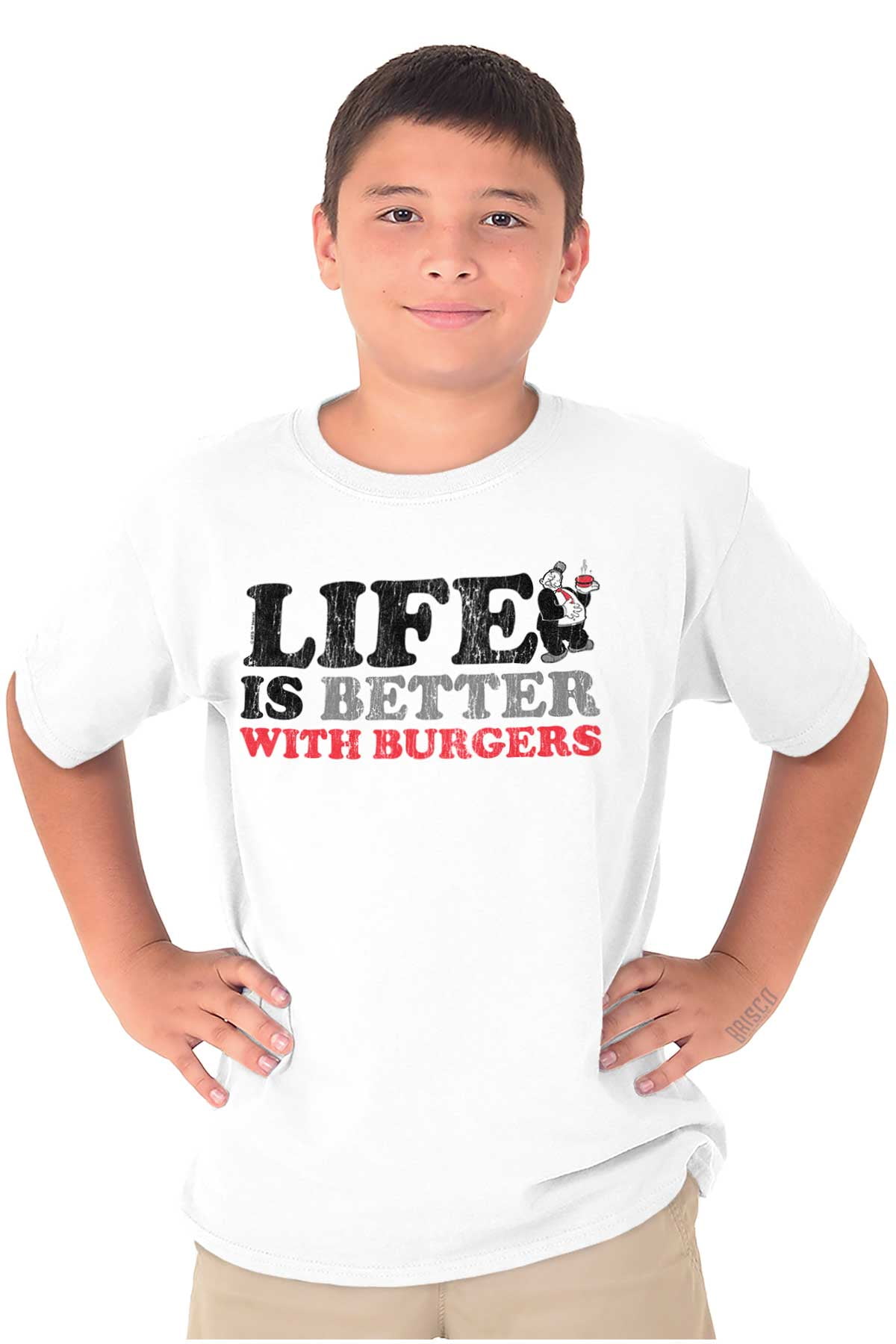 Life Is Better With Burgers Wimpy Crewneck T Shirts Boy Girl Teen ...