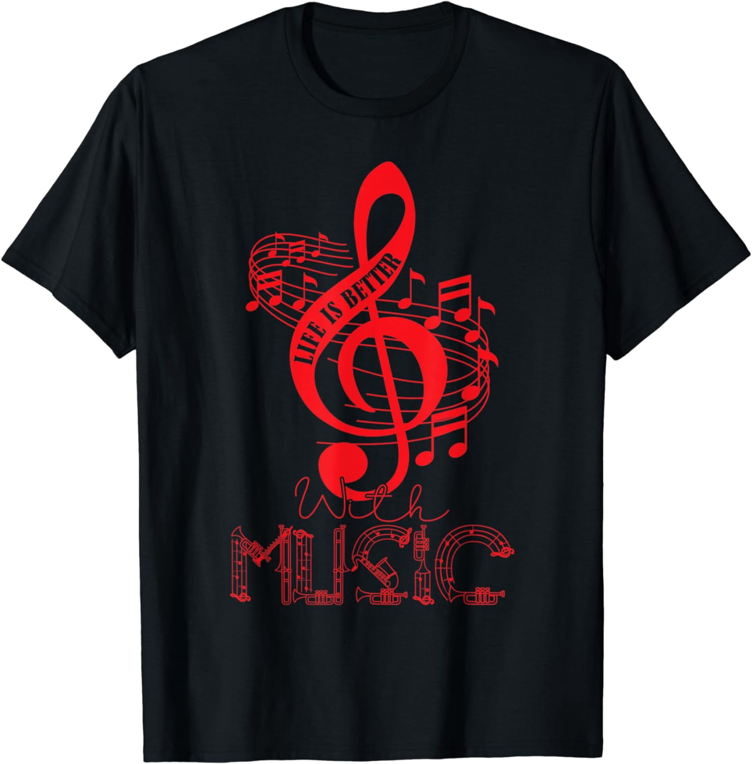 Life Is Better With Music Notes Musical Sheet Musician Music T-Shirt ...
