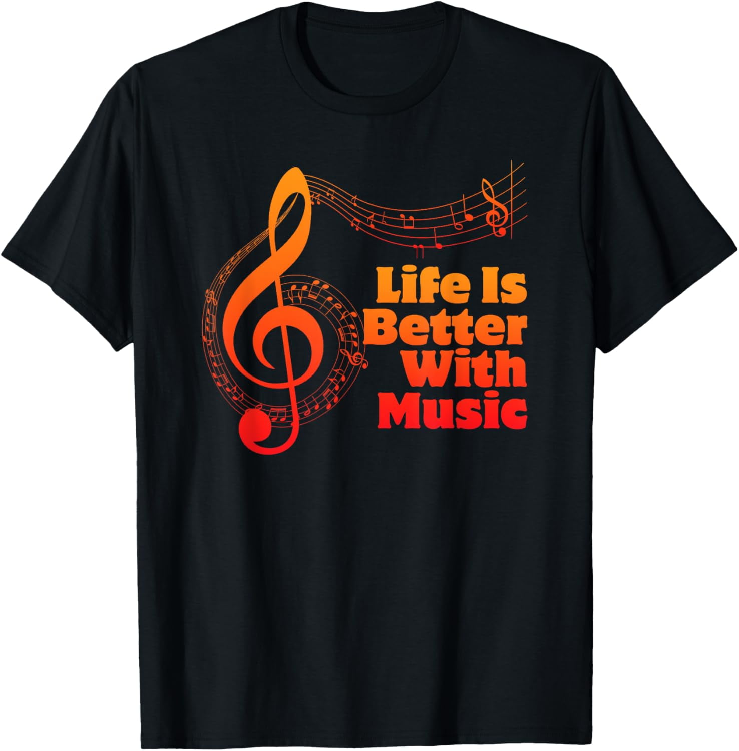 Life Is Better With Music Theory Musician Teacher Notes Clef T-Shirt ...