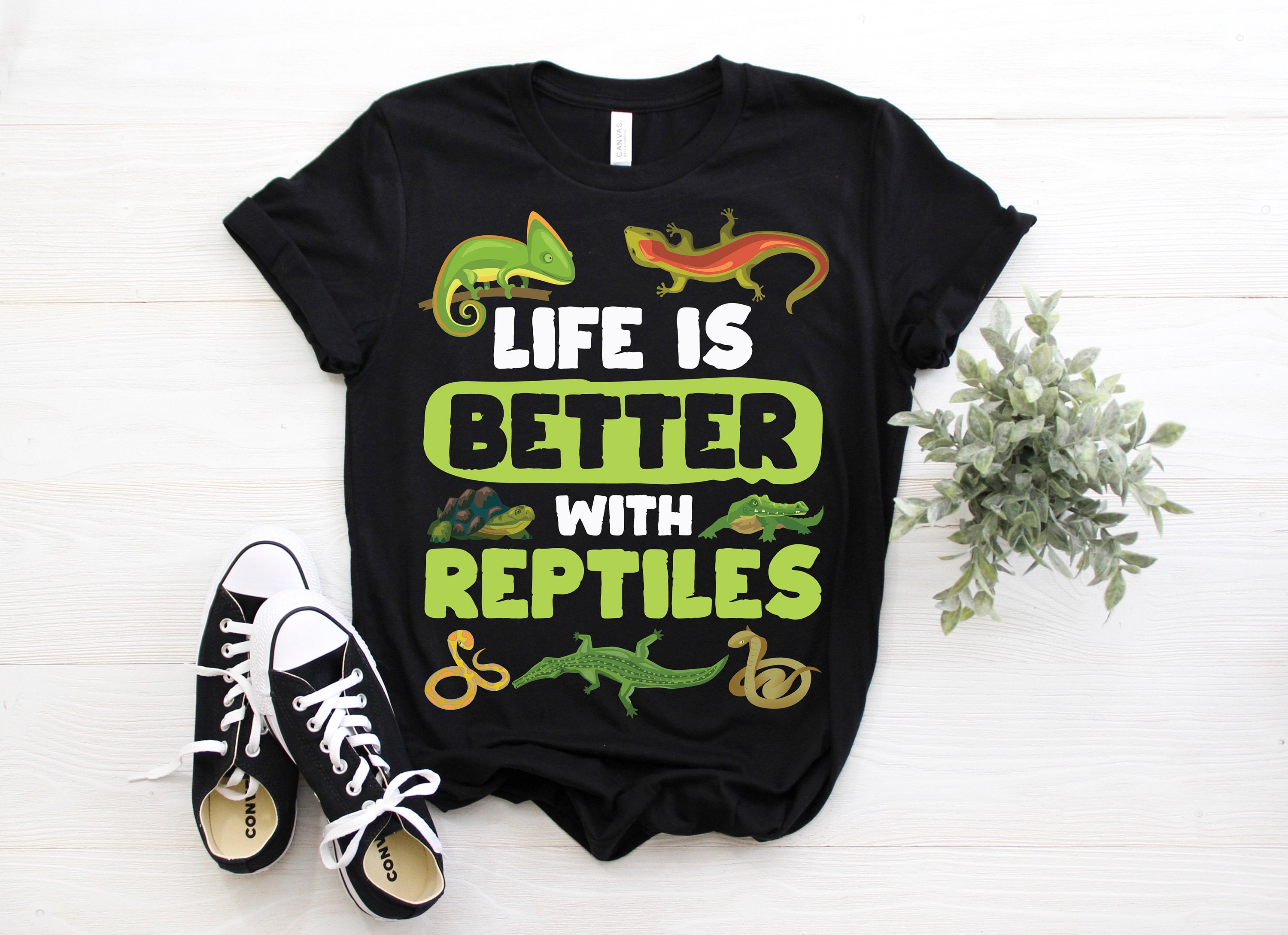 Life Is Better With Reptiles T-Shirt, Snake Lizard Turtles Crocodiles ...