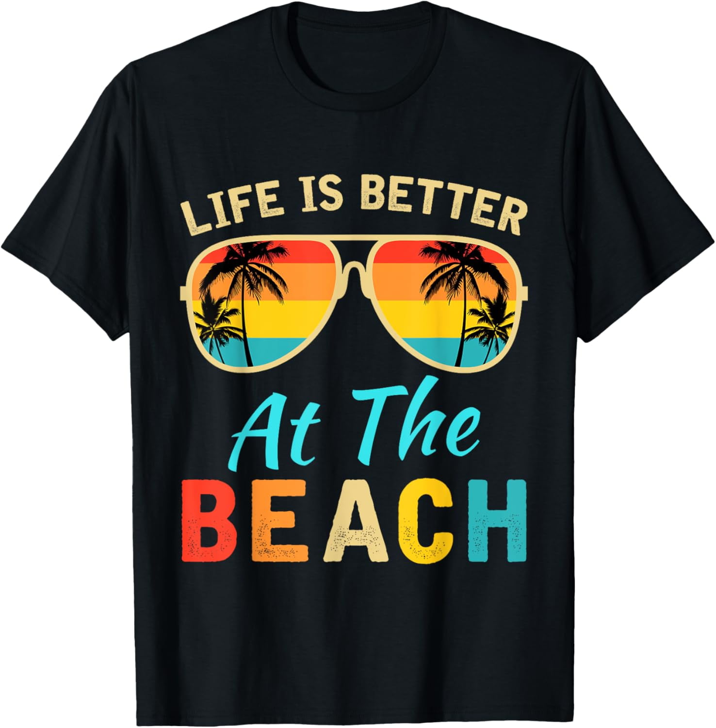 Life Is Better at The Beach Retro Palm Trees Summer T-Shirt - Walmart.com