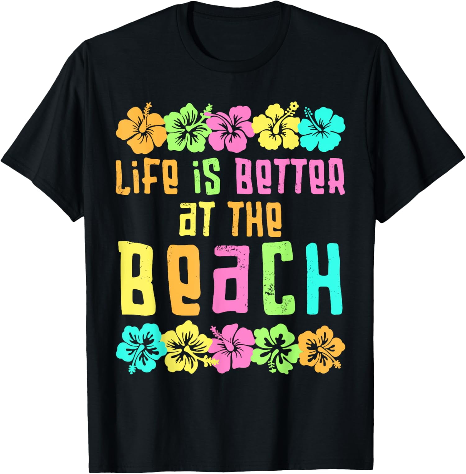 Life Is Better at The Beach Retro Palm Trees Summer T-Shirt - Walmart.com