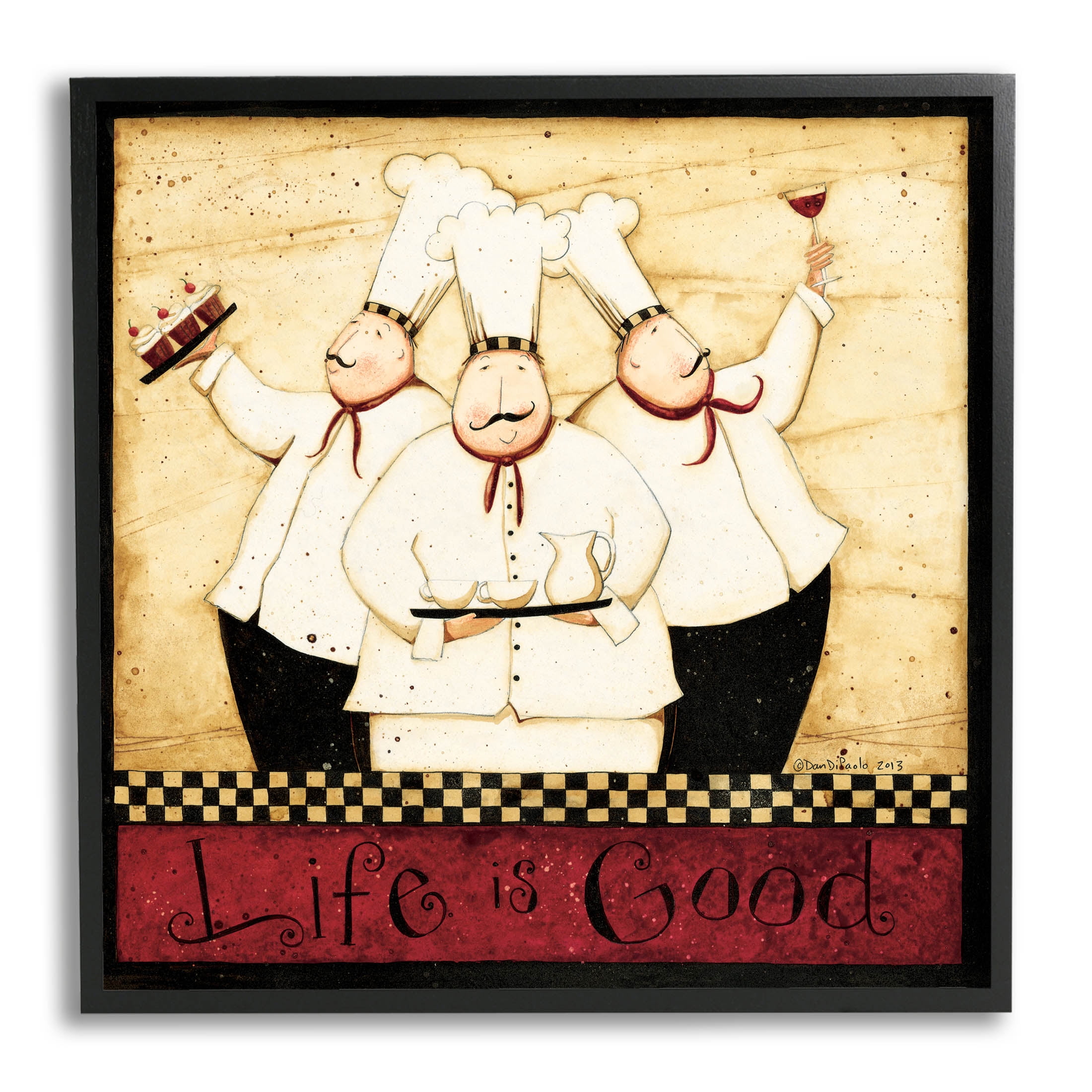 Life Is Good Vintage Chefs Food & Beverage Graphic Art Black Framed Art ...