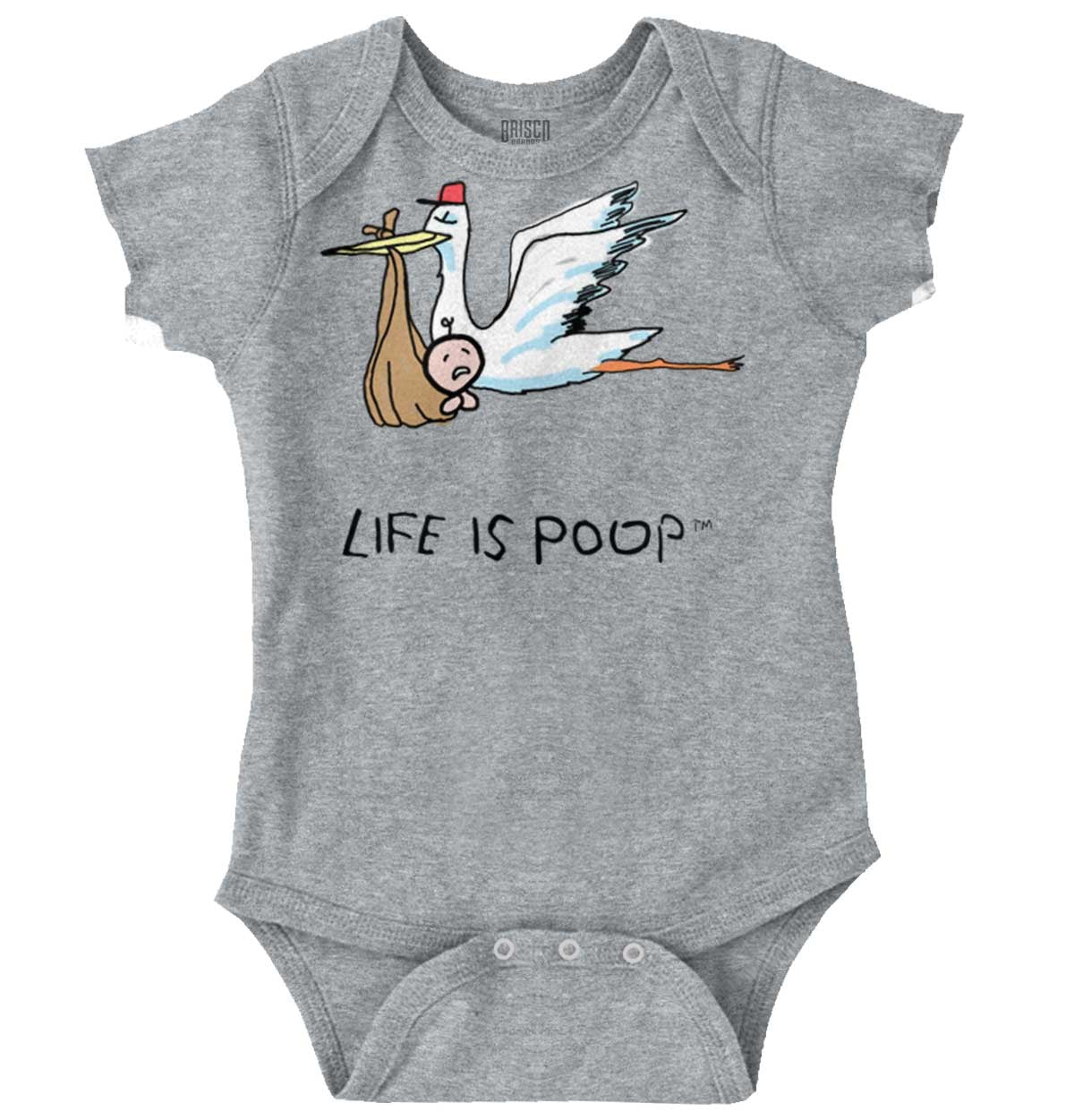 Life Is Poop Carried Stork Humorous Romper Boys or Girls Infant Baby ...