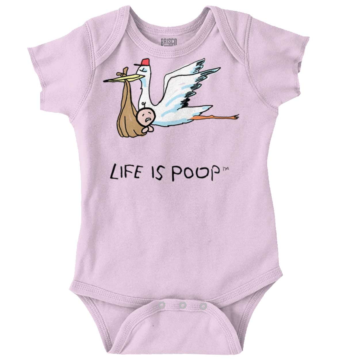 Life Is Poop Carried Stork Humorous Romper Boys or Girls Infant Baby ...
