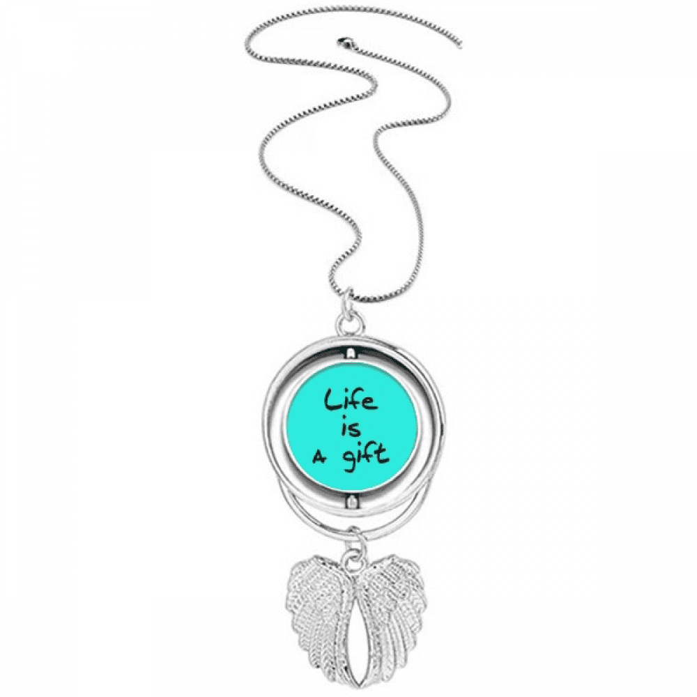 Life Is a Inspirational Quote Sayings Pendant Angel Wings Rotating ...