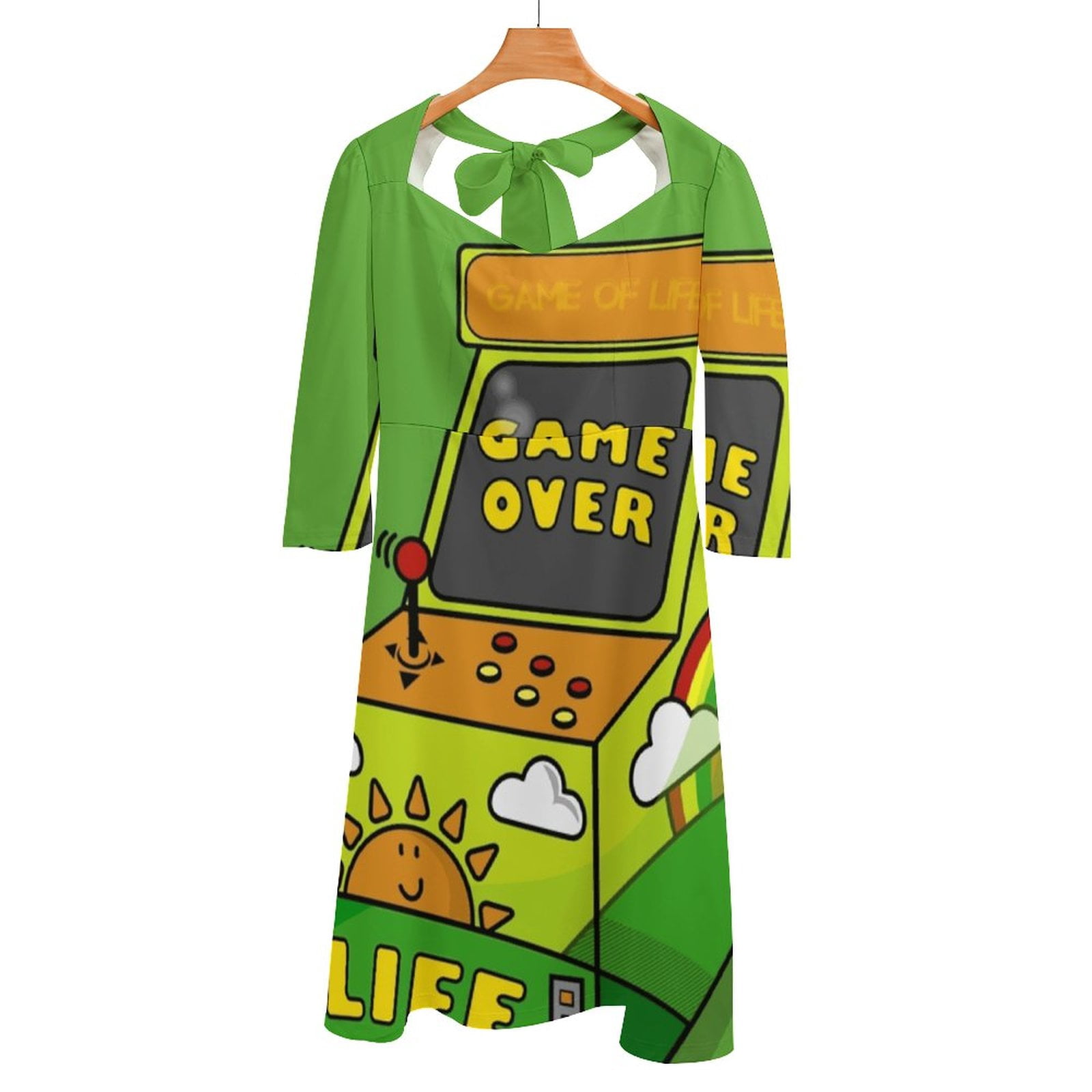 Life Its Not A Game Back Lacing Backless Dress Women Kawaii Square ...