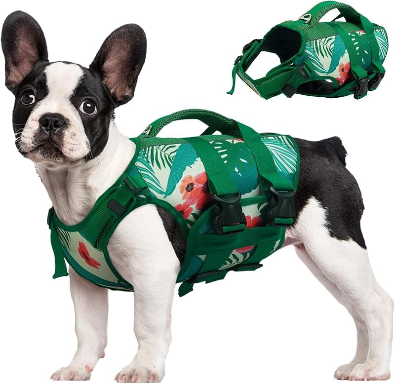 Life Jacket High Flotation, Reflective Dogs Life Vest for Swimming Boating, Adjustable Small ...