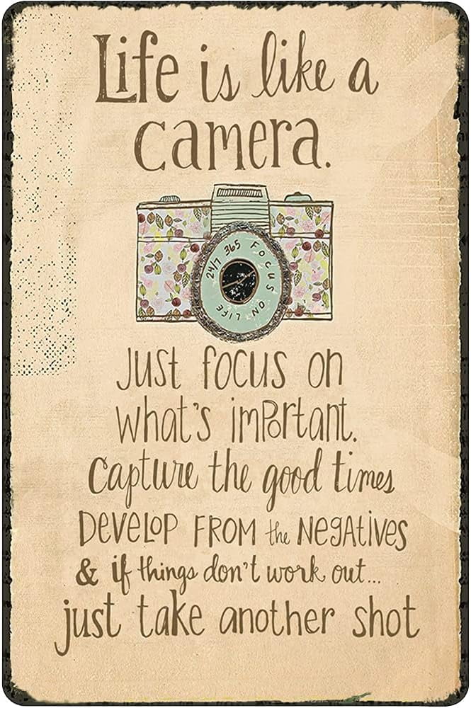 Life Is Like A Camera Vintage Tin Sign Camera Art Modern Wall Decor ...