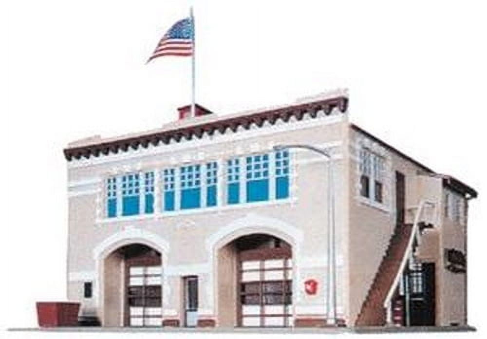 Life-Like Trains HO Scale Fire House Building Set, Model Railroad ...