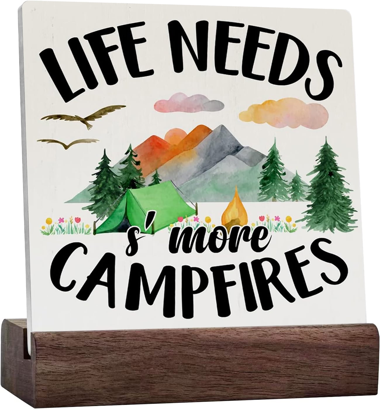 Life Needs S'More Campfires Sign Rustic Camping Ceramic Table Sign ...