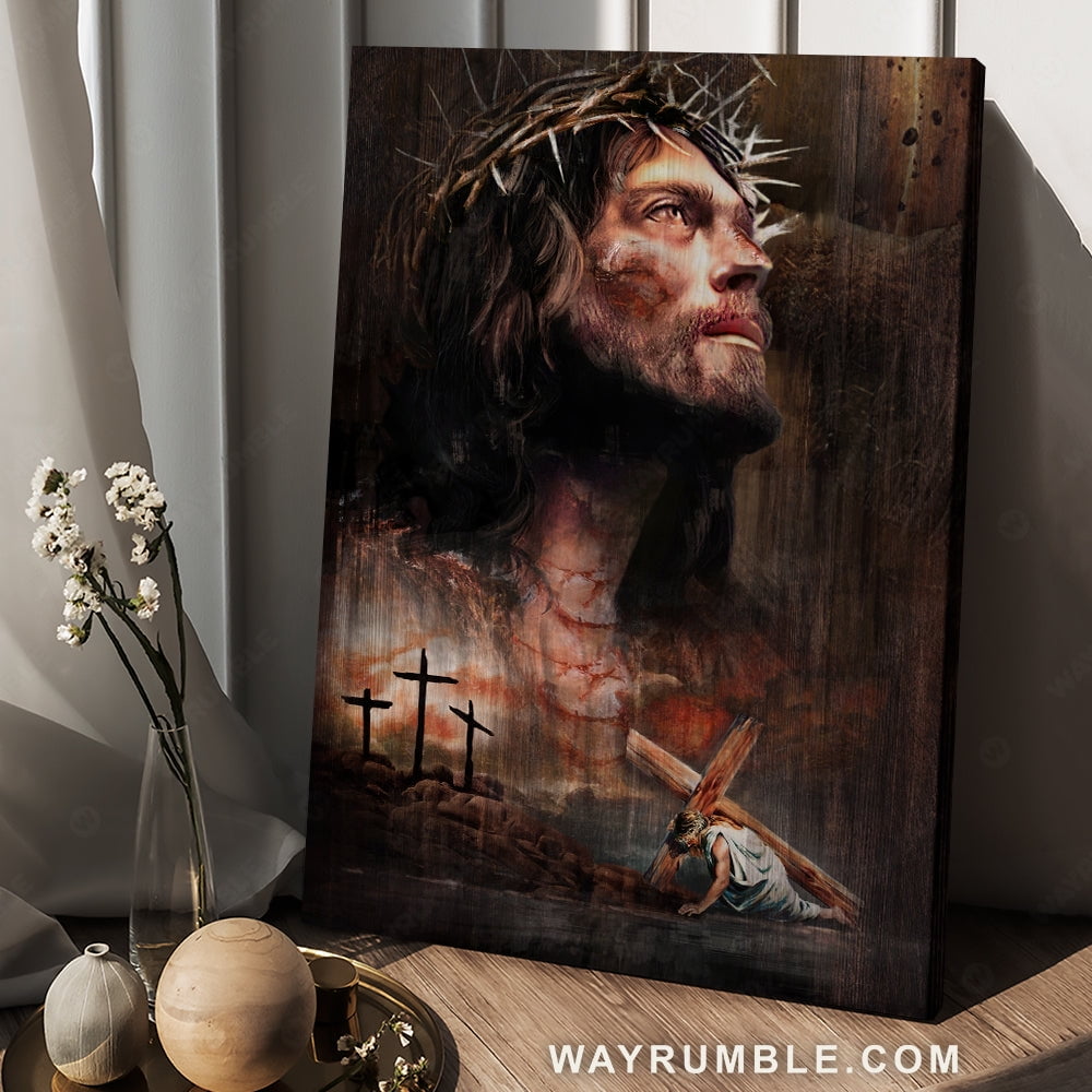 Life Of Jesus Jesus On The Cross Crown Of Thorn - Jesus Portrait Poster ...