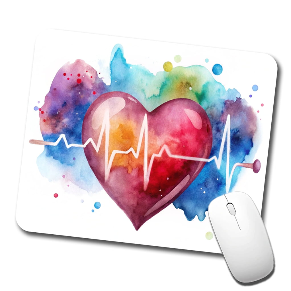 Life Pulse Heart Beat Doctor Nurse RN EMT Watercolor Mouse Pad Low ...
