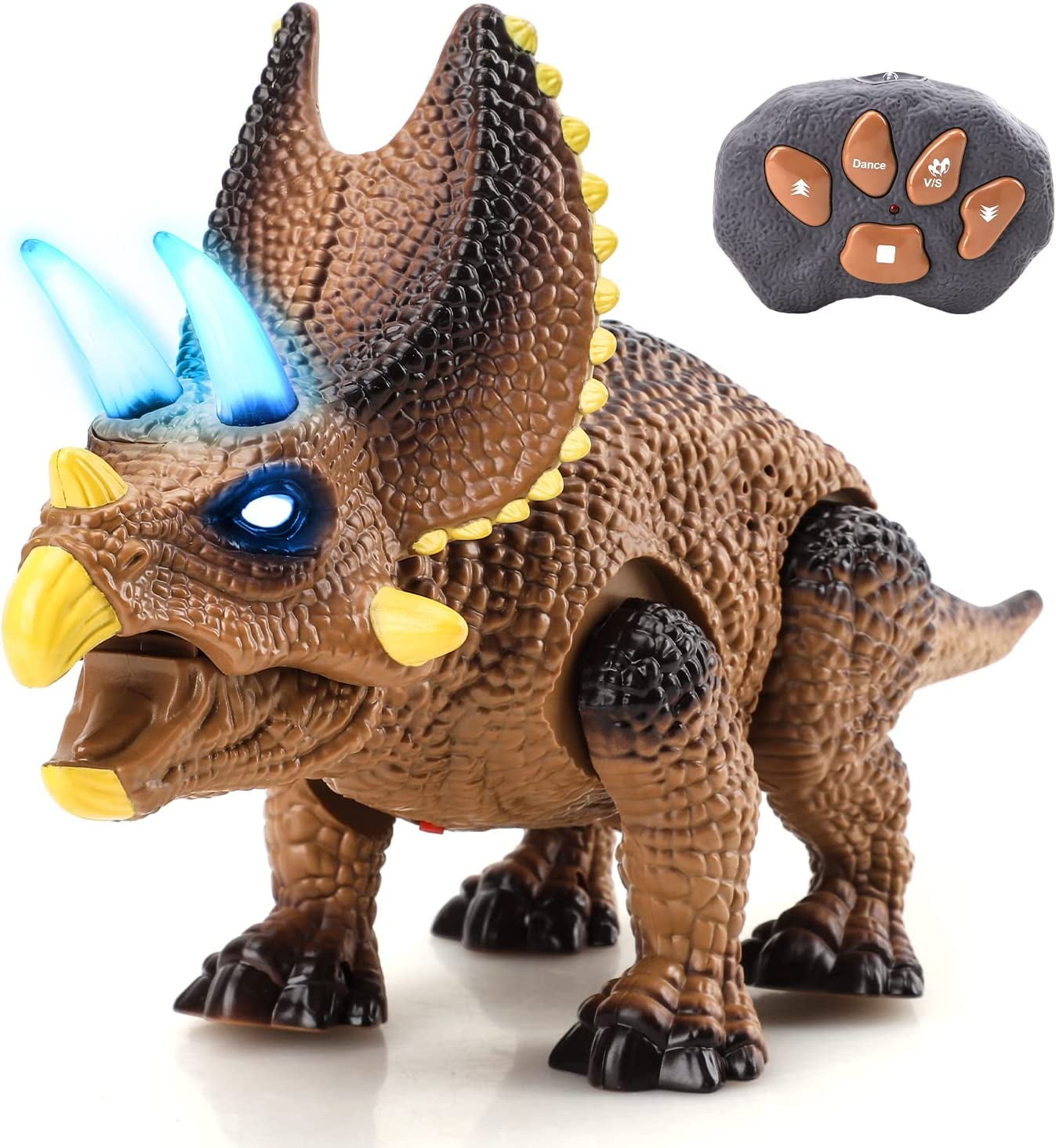 Tricera Tops Dinosaur Kids Life Remote Control Action Figure, Brown ...