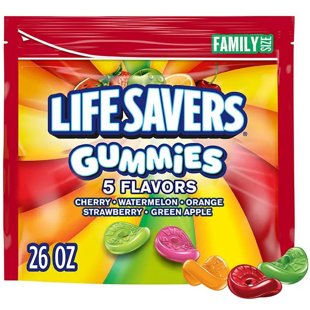Life Savers Gummies Candy, 5 Flavors, Cherry, Watermelon, Orange ...