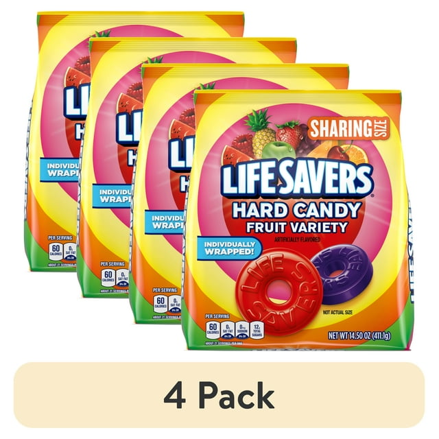 (4 pack) Life Savers Fruit Variety Hard Candy, Sharing Size, 14.5 oz ...