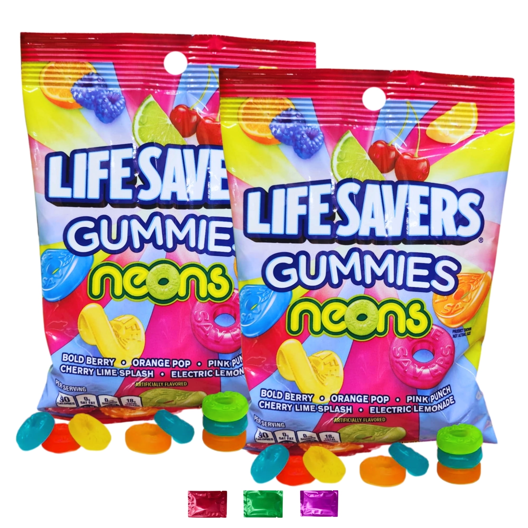 Life Savers Neons Gummies Candy 7 Oz Pack of 2, Fruity Chewy Gummy ...