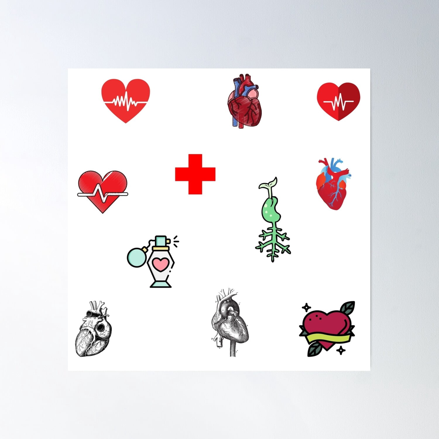 Life Saving Heart Sign Pack Poster Wall Art, Modern Wall Decor, 24x24 ...
