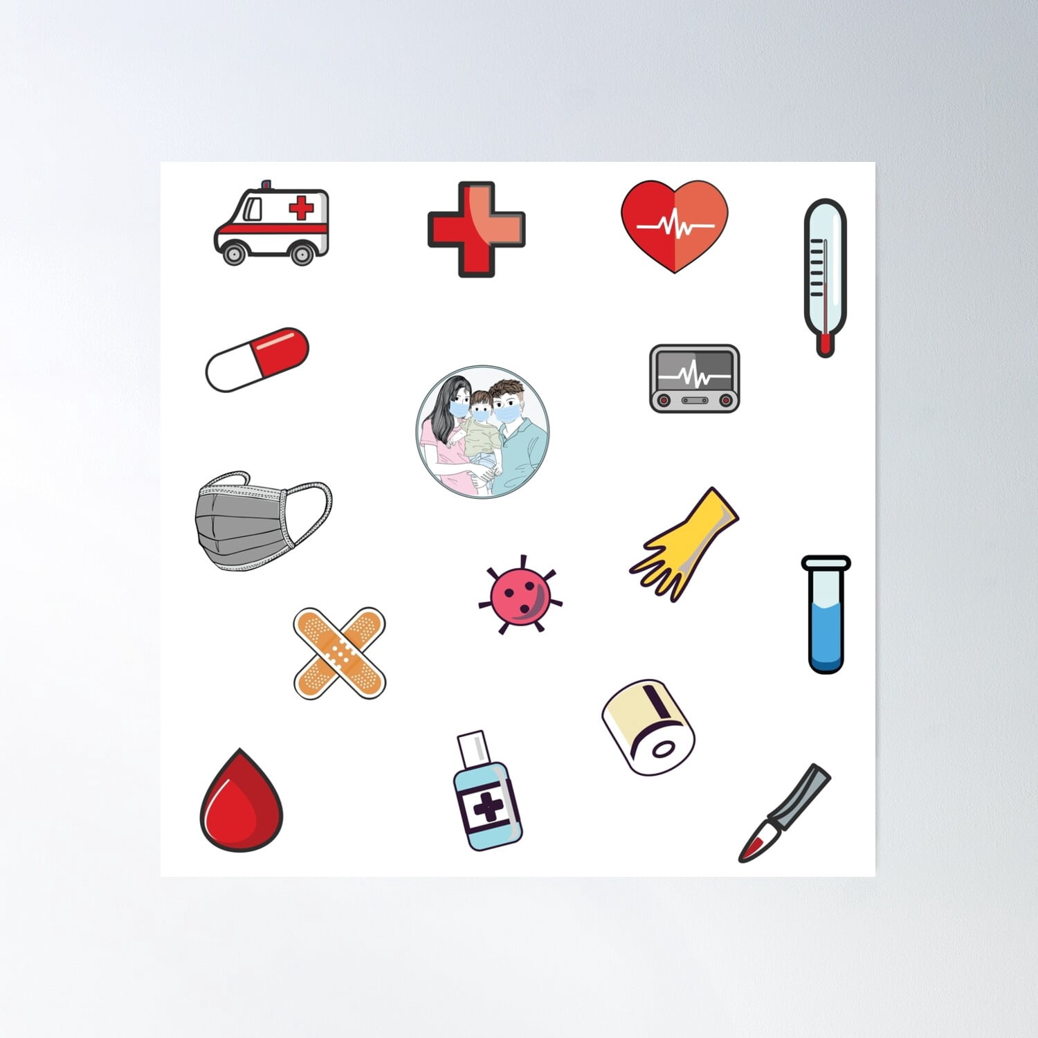 Life Saving Medical Kits Pack Poster Wall Art, Modern Wall Decor, 30x30 ...