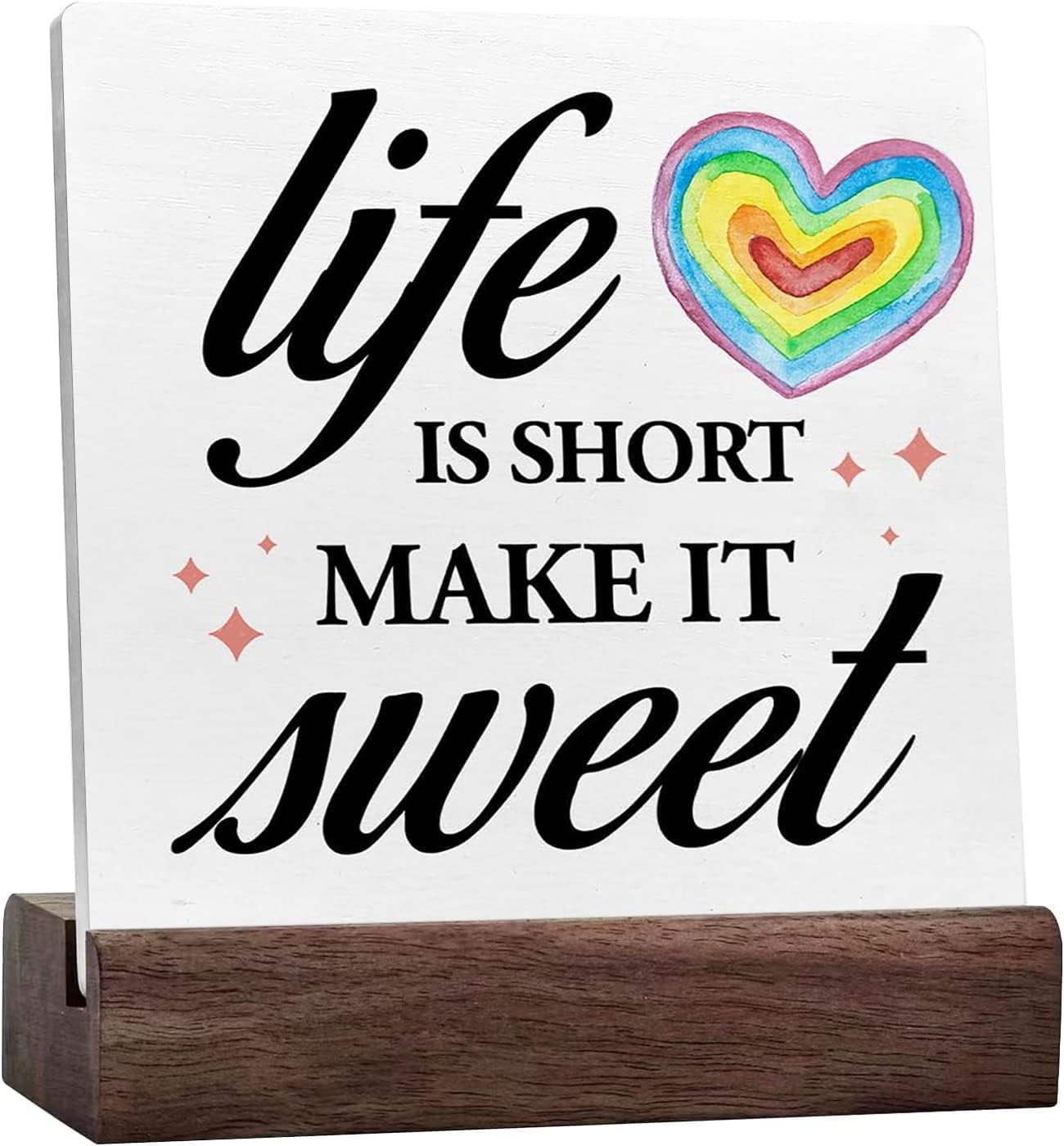 Life is Short Make It Sweet Inspirational Ceramic Table Sign Decor Desk ...
