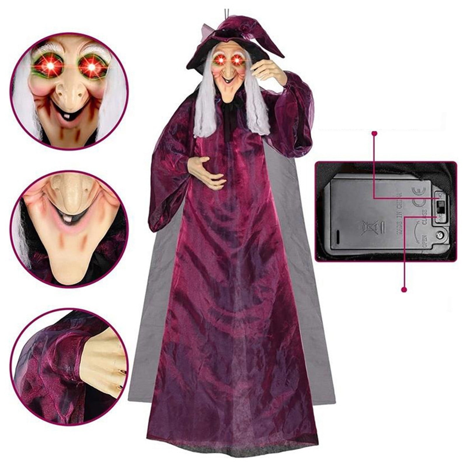 Life Size Hanging Talking Witch - Animated Halloween Witch with Sound ...
