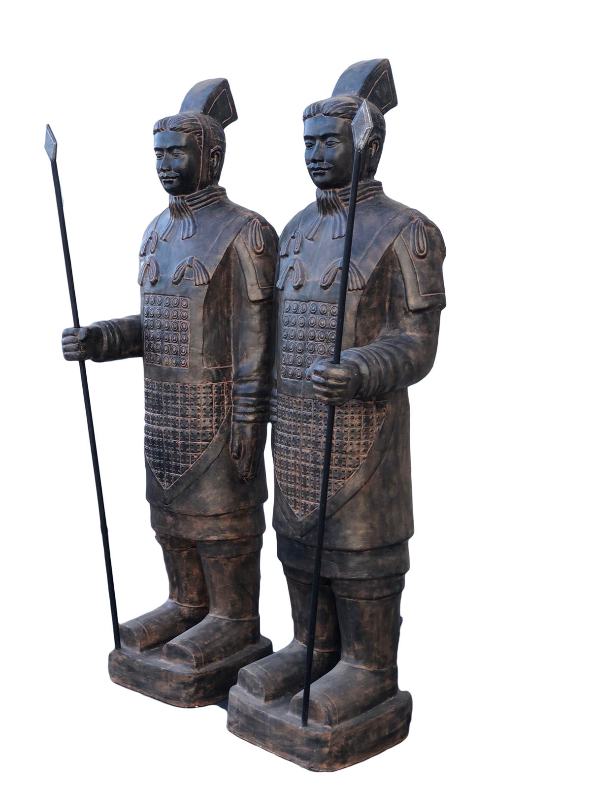 Life Size Pair of Standing Soldiers 78.74" Tall With Black Earthy ...