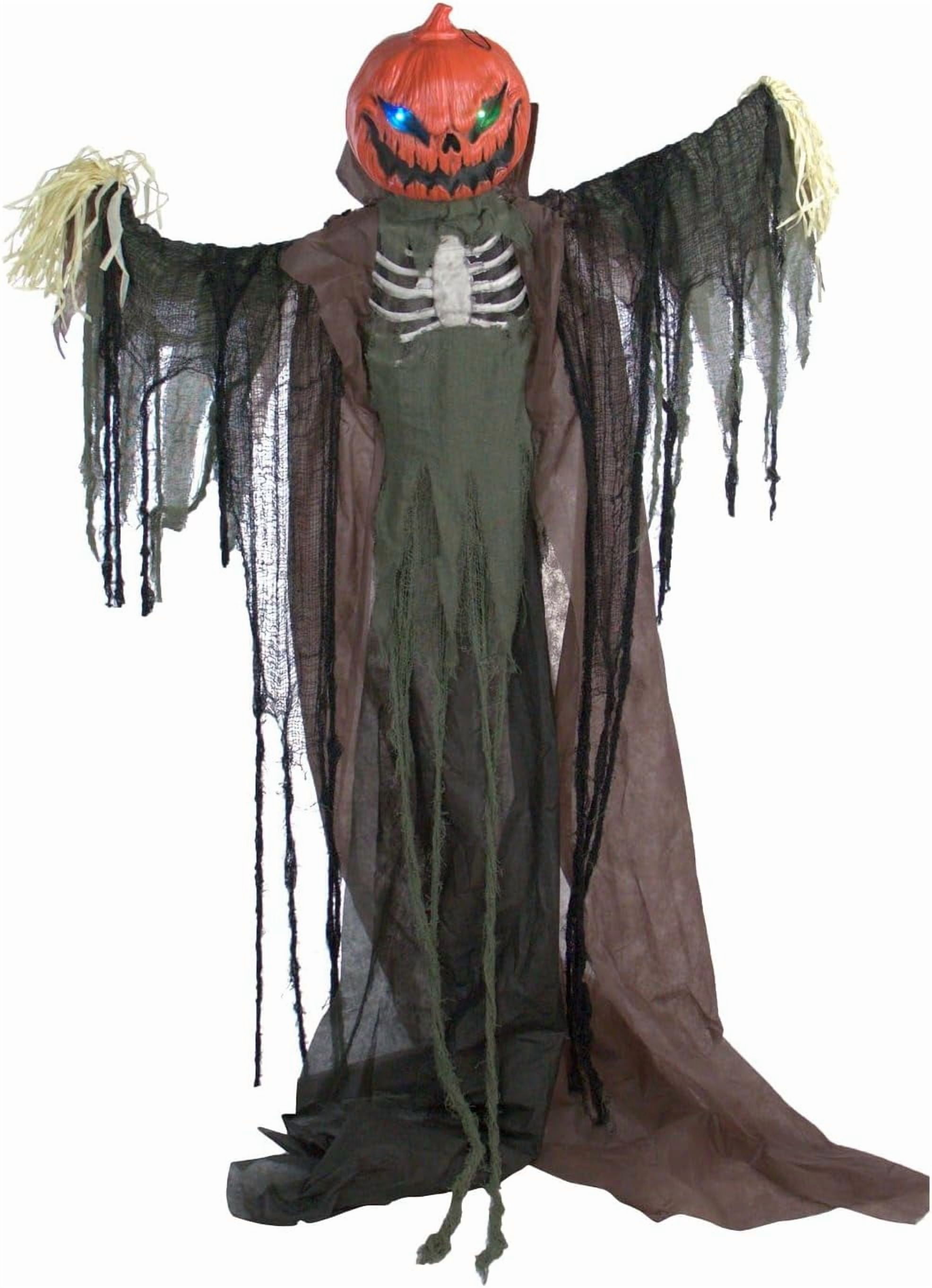 Life-Size Poseable Pumpkin Scarecrow, Halloween Animatronic with Touch ...