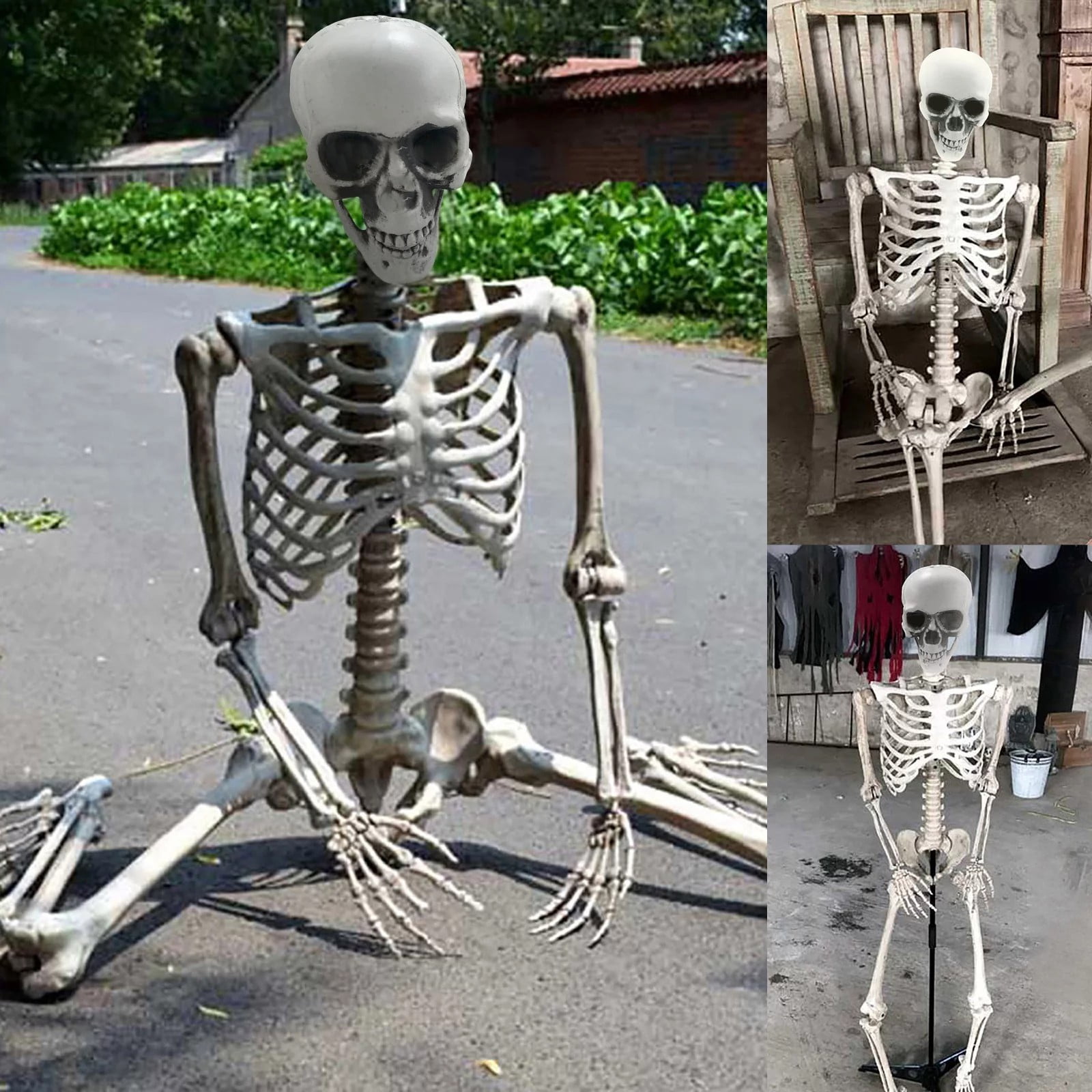 Life-Size Poseable Skeleton Halloween Decoration, 5ft Realistic Human ...