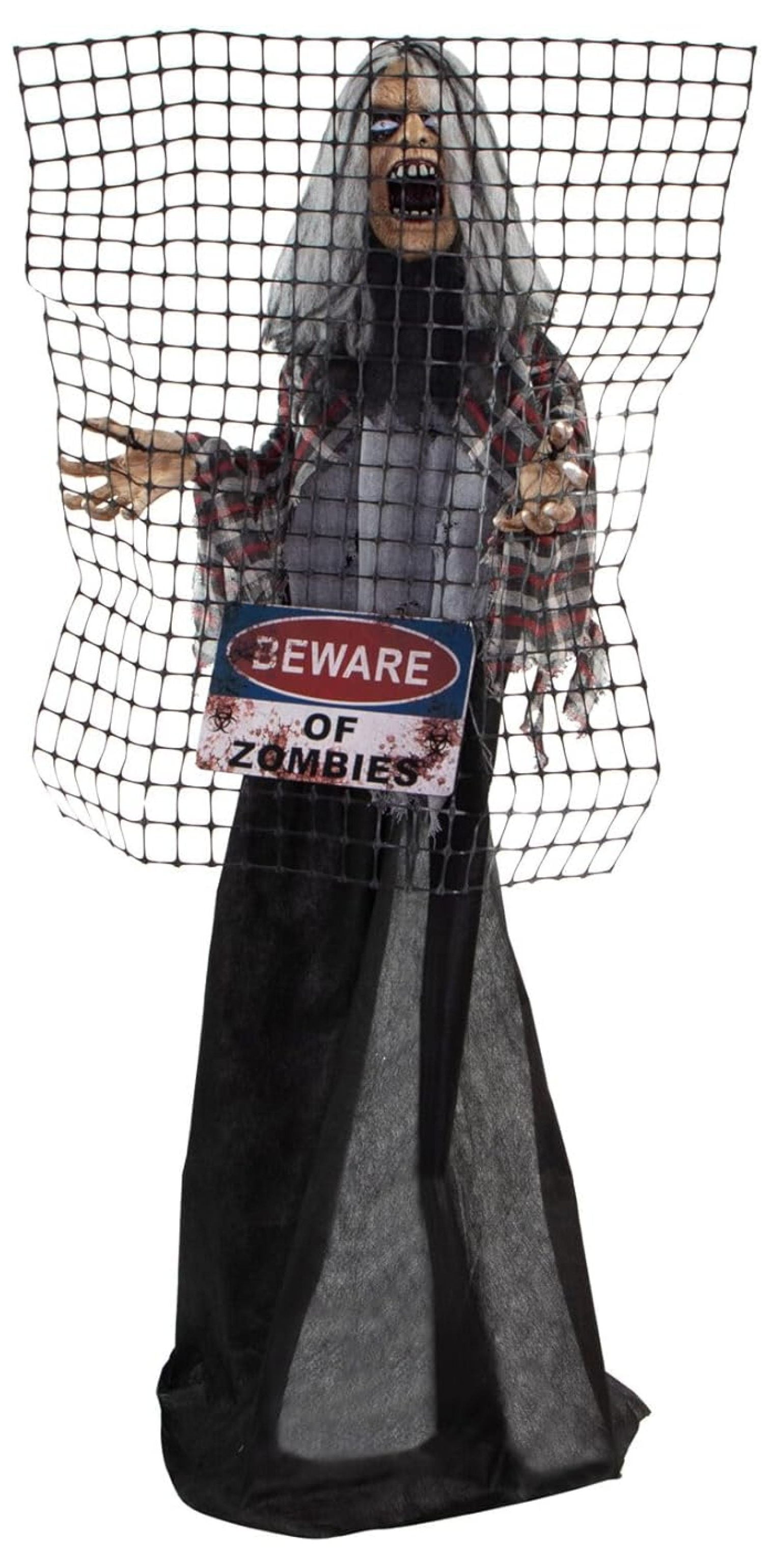 Life-Size Scary Zombie with Electric Fence, Animatronic with Touch ...