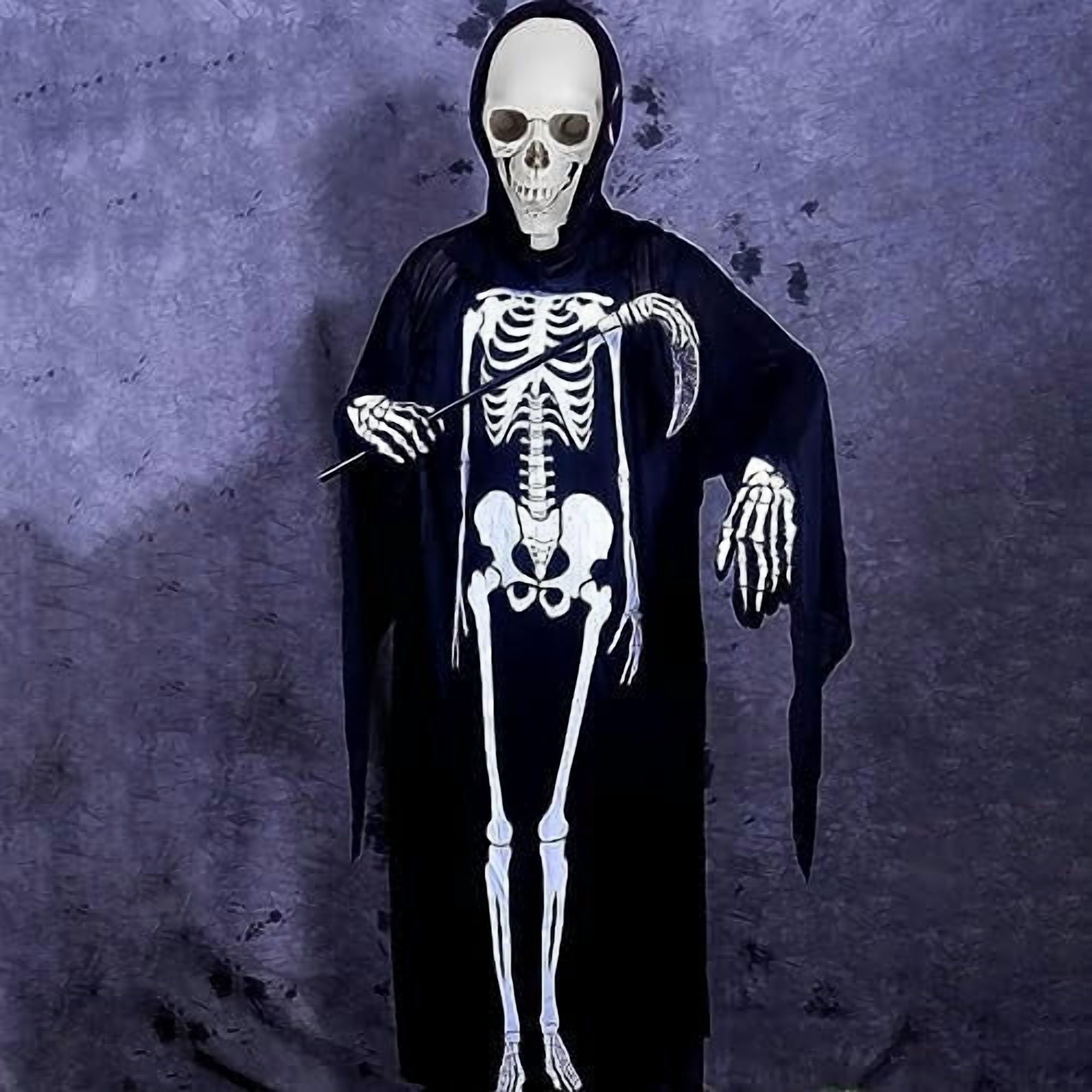 Life Size Skeleton Halloween Decorations, 5.4FT Posable Halloween ...