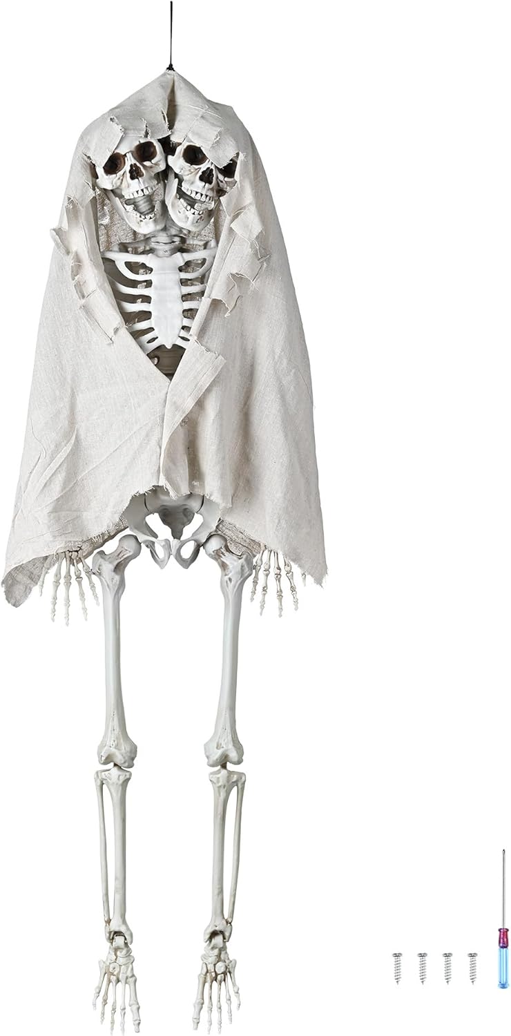 Life Size Skeleton Poseable,5.4 FT Full Size Human Skeleton Two Headed ...