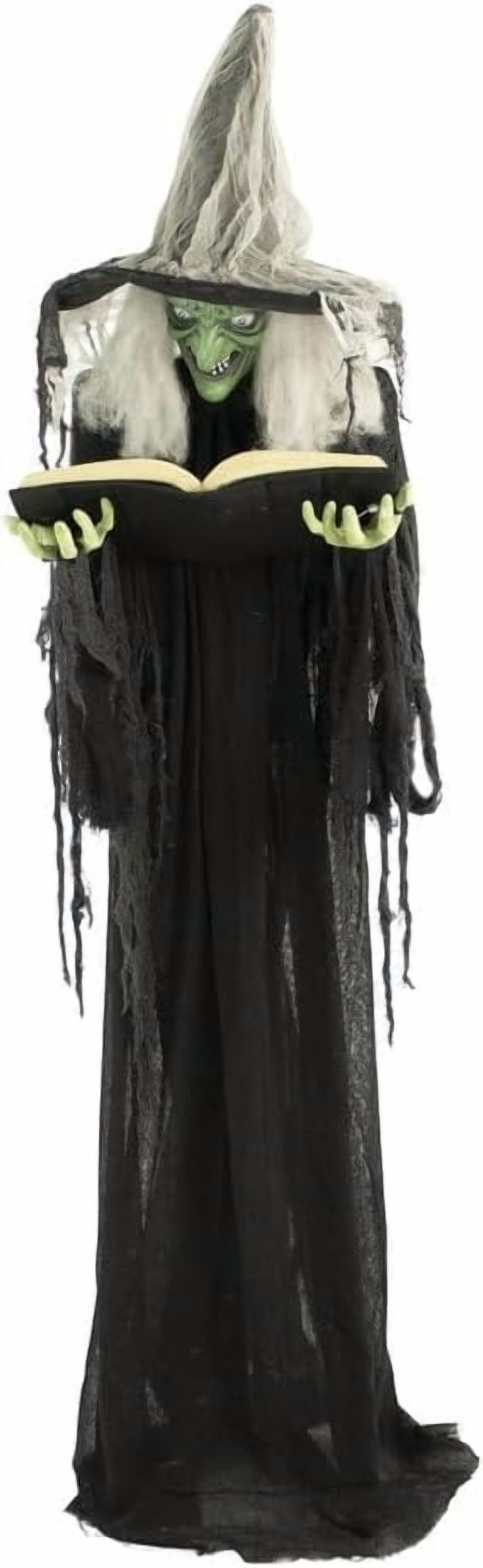 Life-Size Talking Witch Holding Spell Book, Halloween Animatronic with ...