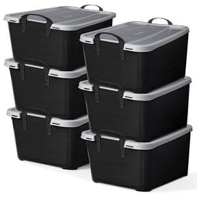 Ramtuff 6 Pack Heavy Duty Stackable Storage Container, Snap-Tight Lid ...