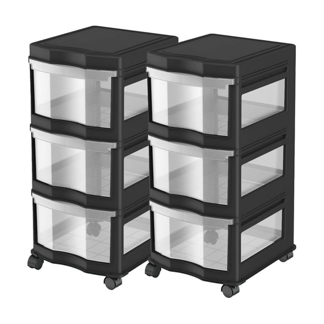 Life Story Classic 3 Shelf Storage Organizer Plastic Drawers Black 2