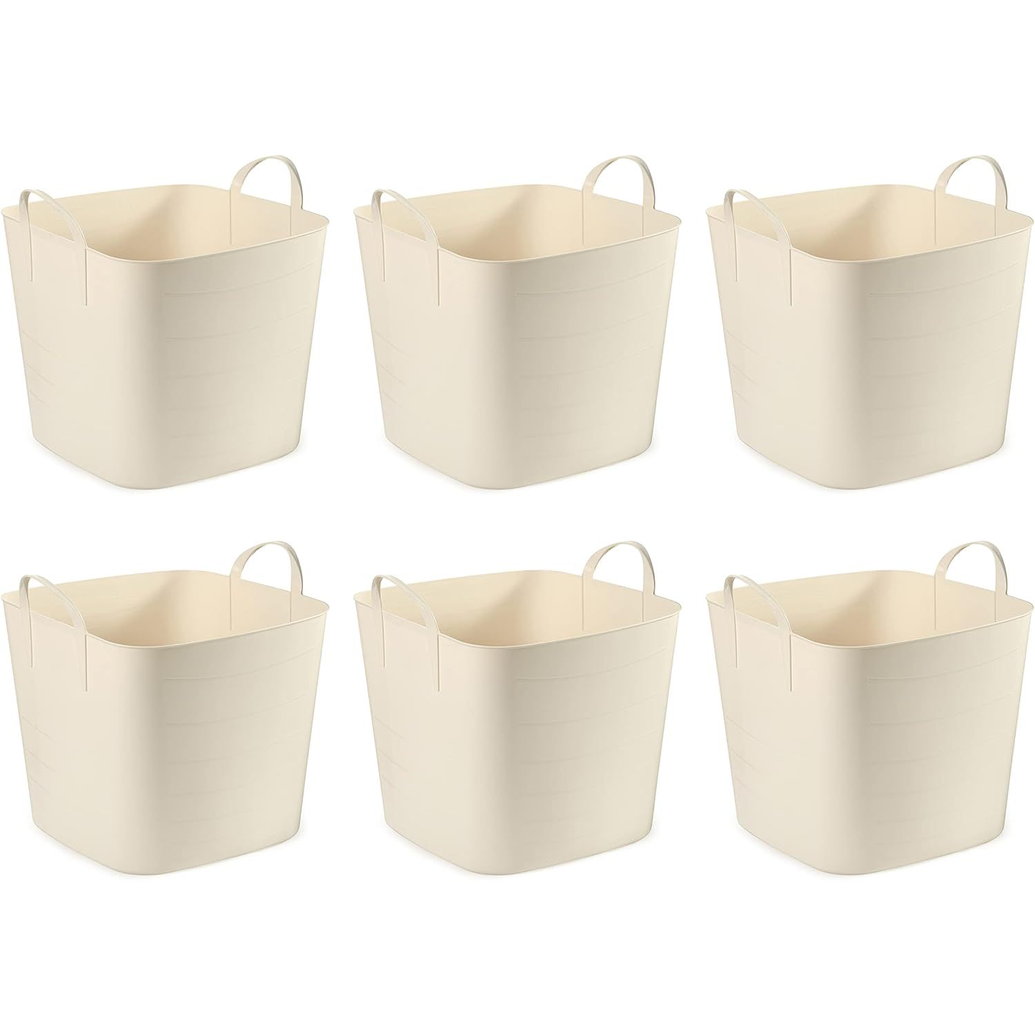 Life Story Tub 25L Tan Tub Basket 6.6 Gal Plastic Storage Tote Bin w ...
