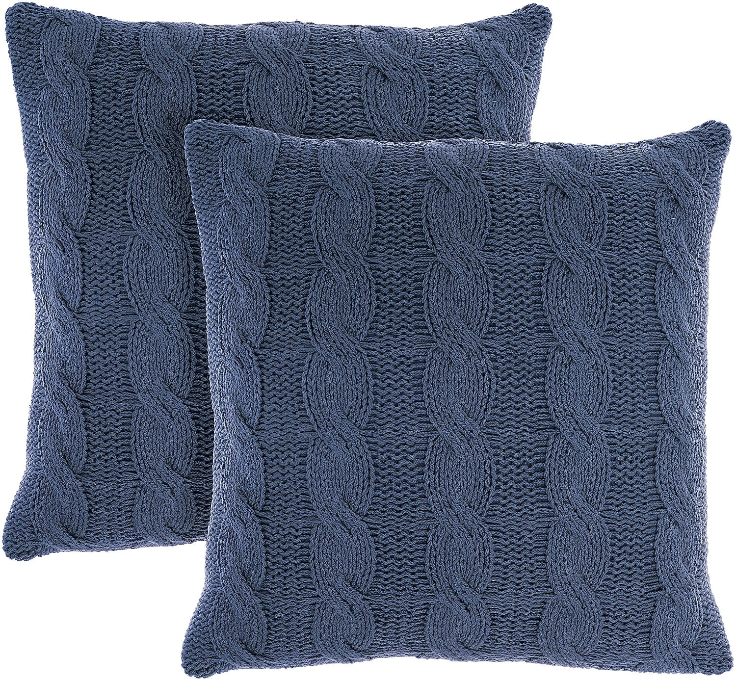 Life Styles Cotton Knitted 2Pack 18" x 18" set of 2 Navy Indoor Throw ...