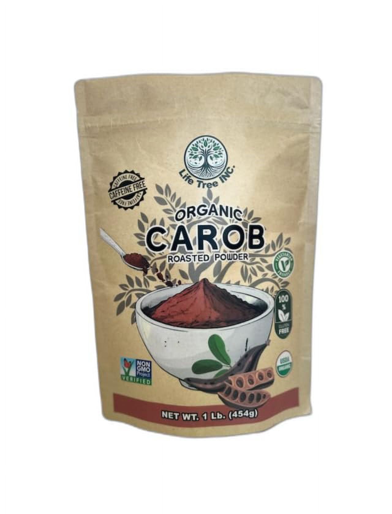 Life Tree Carob Powder, Organic Carob Roasted Powder 1lb - 454g, Dark ...
